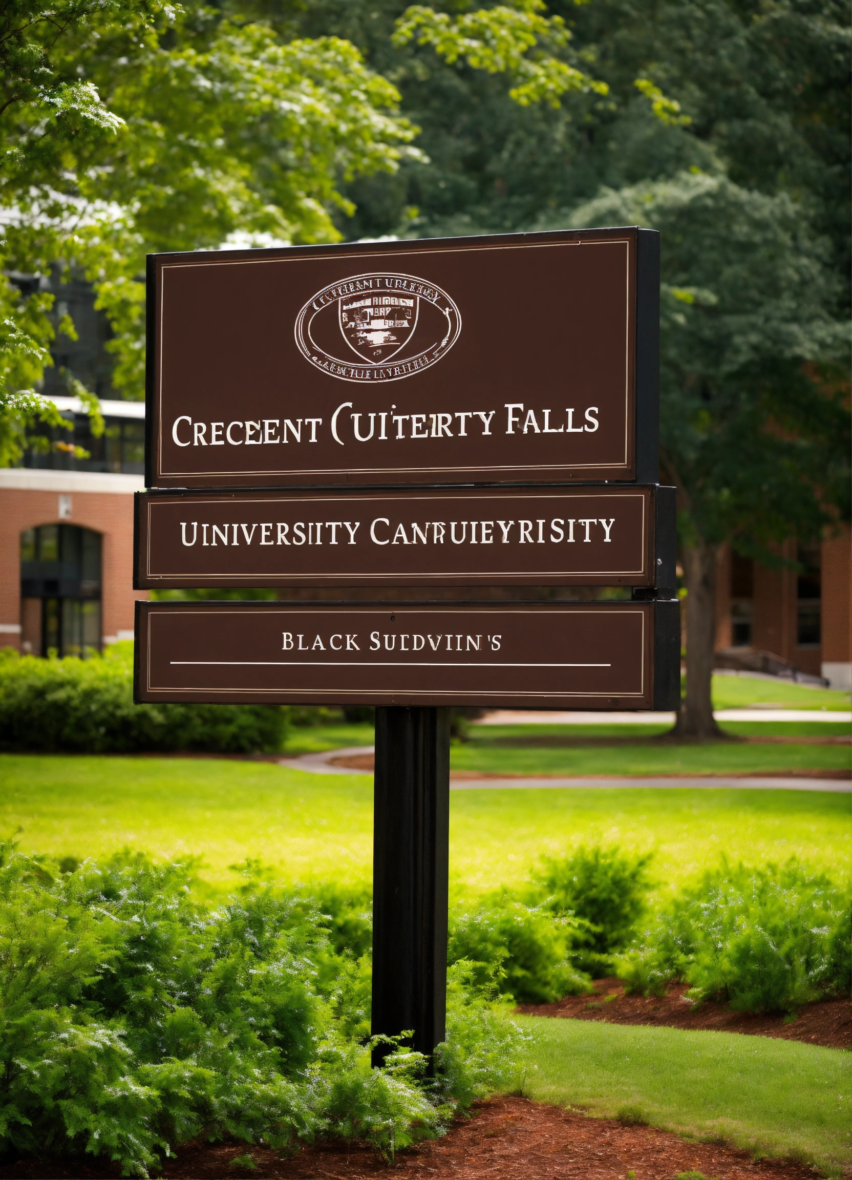 Lexica - University Campus sign, Crescent Falls University, black students