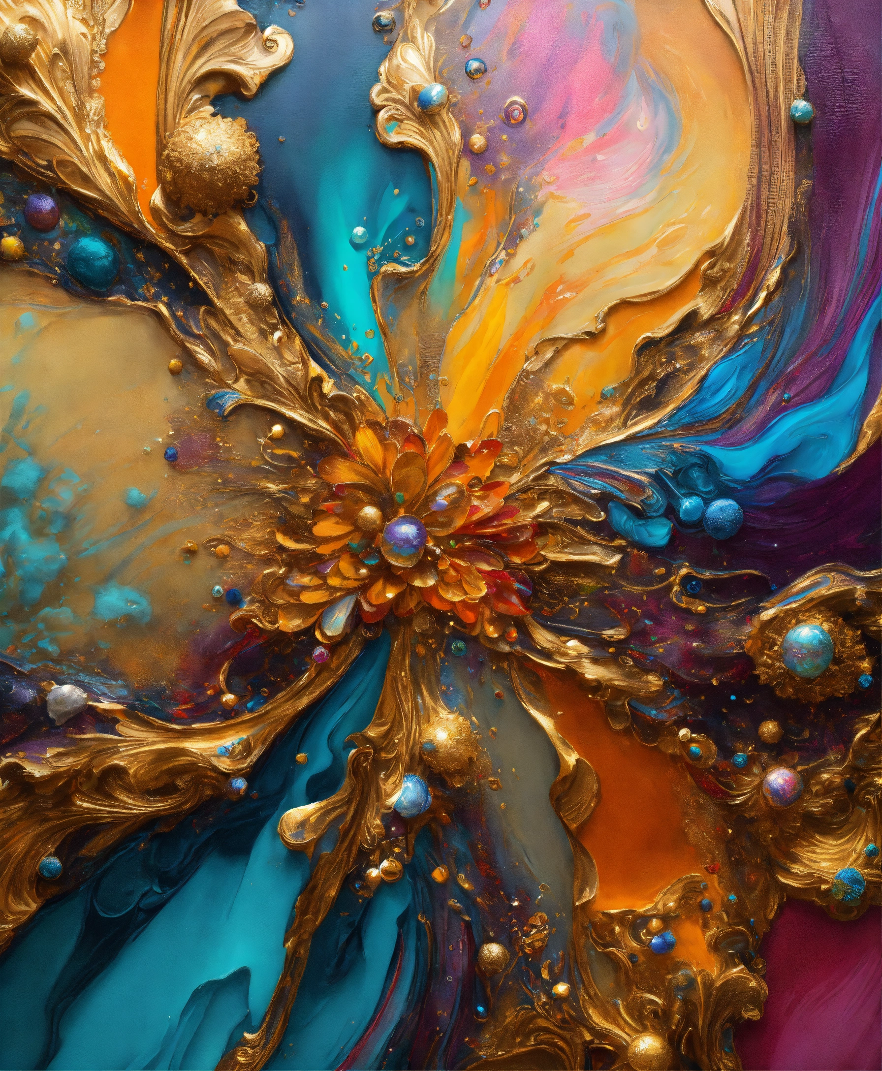 Lexica - Colorful abstract painting oil and water complex complicated ...