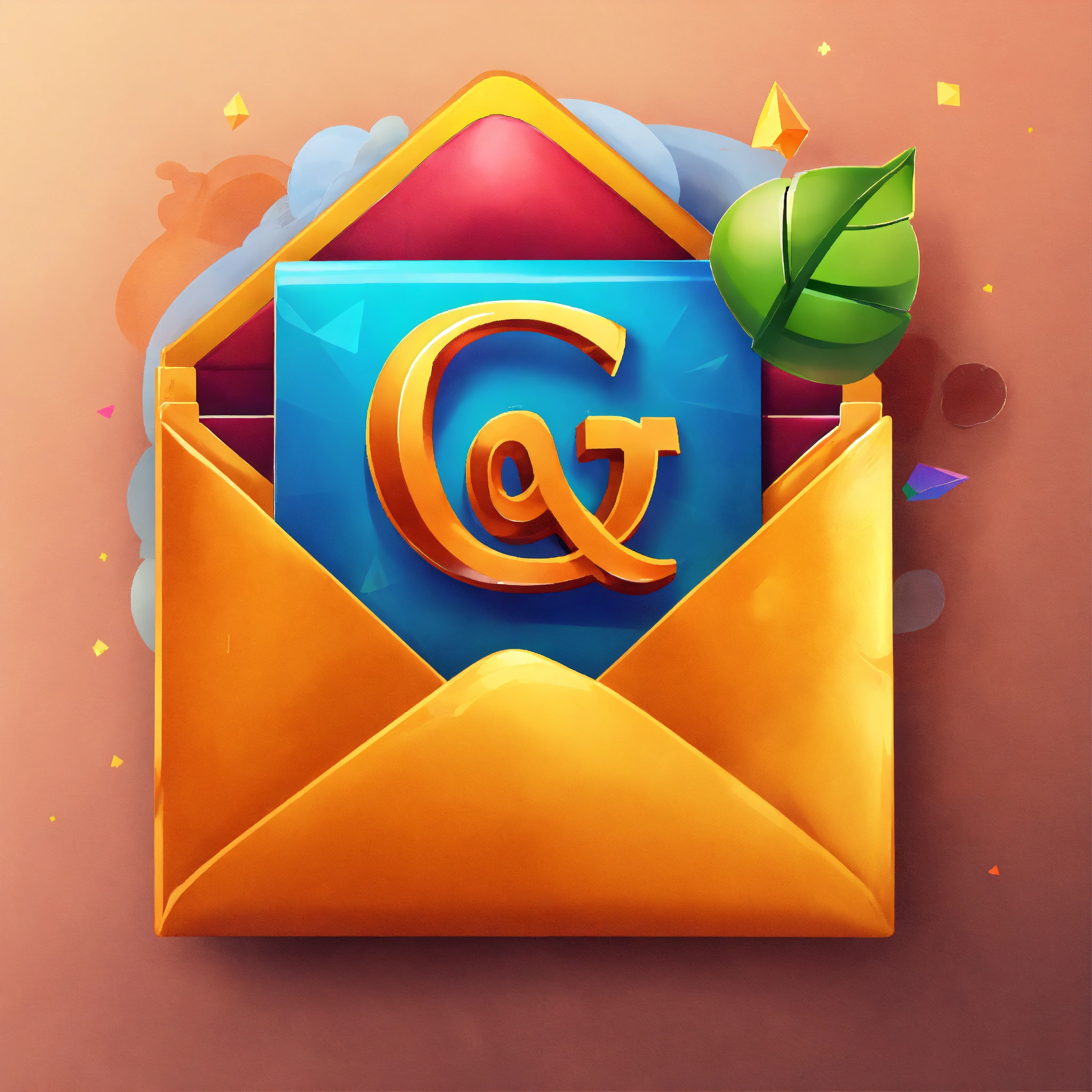 Lexica - An e-mail letter icon with the @ symbol, game asset, handmade, game icon, cartoon