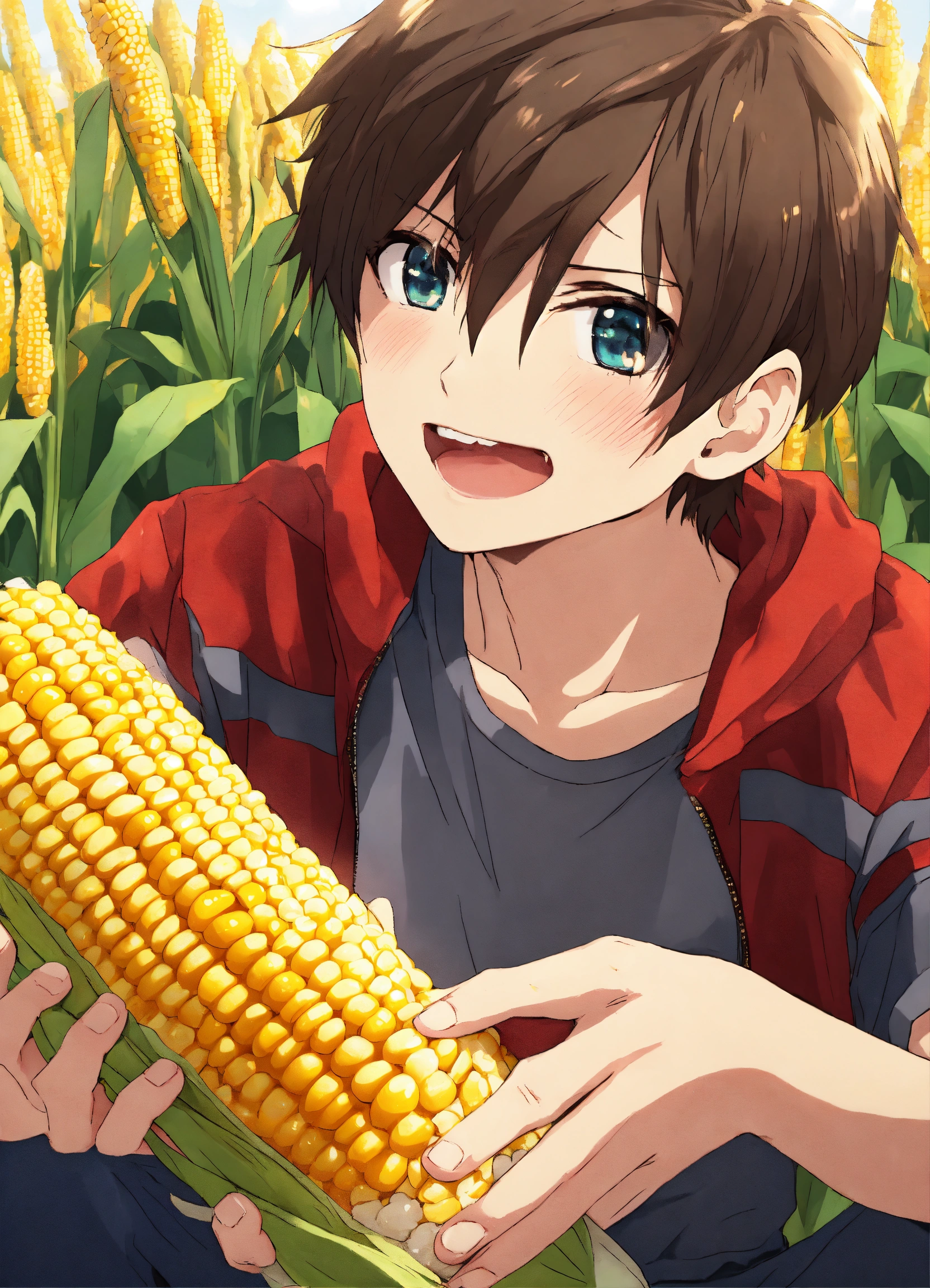 Lexica - Anime boy eats corn