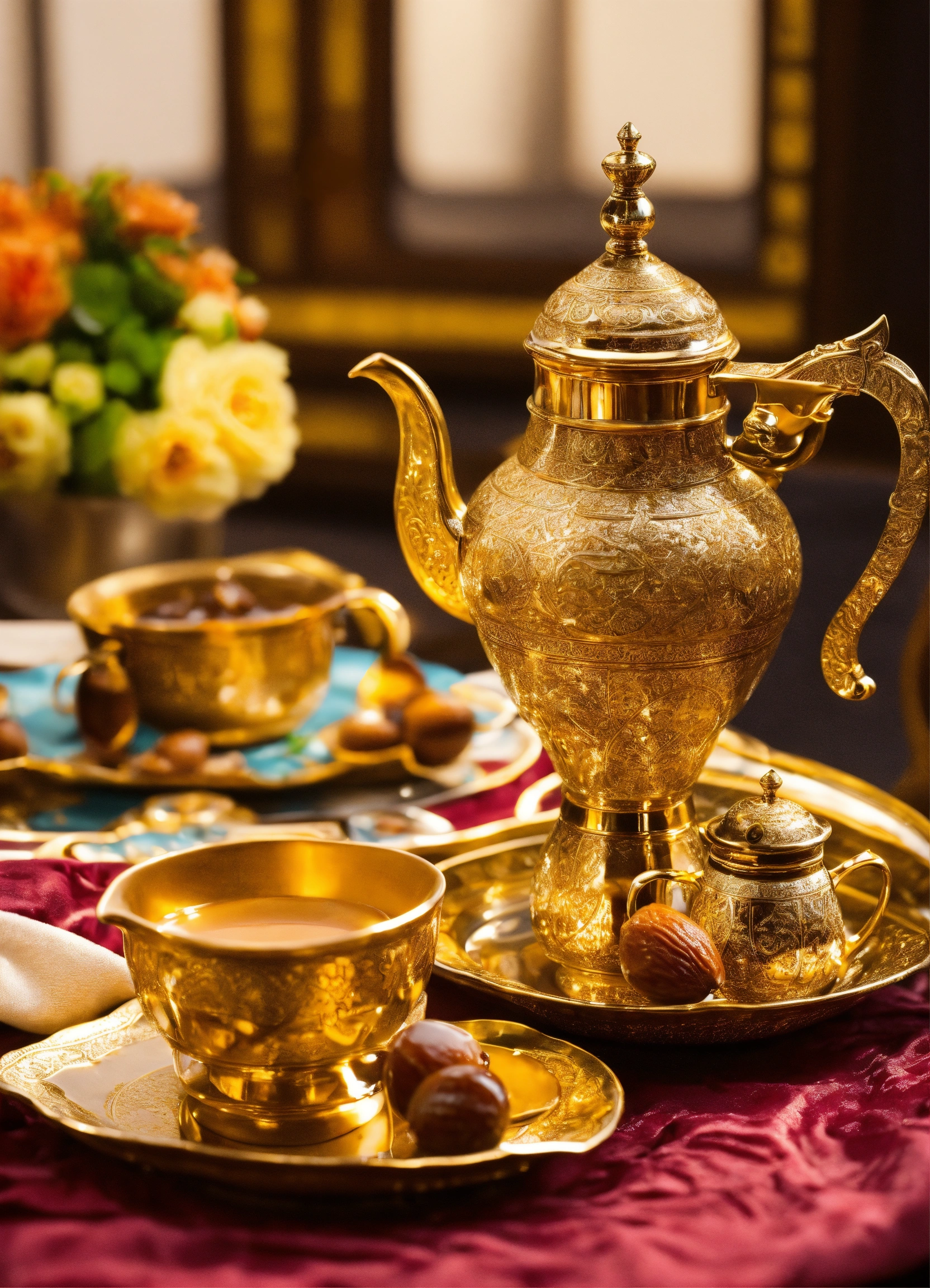 Lexica - Airplane Arabic coffee pot set with dates and laban on table ...