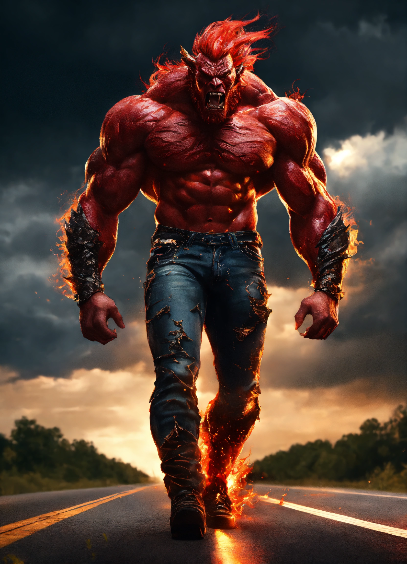 Lexica - Full body eight foot evil male god, big strong muscular scaly ...
