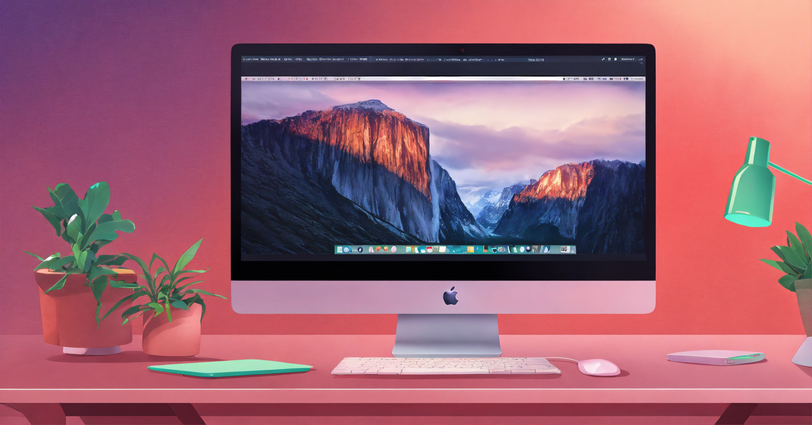 Lexica - Imac on desk, user login on screen. no people. no words ...