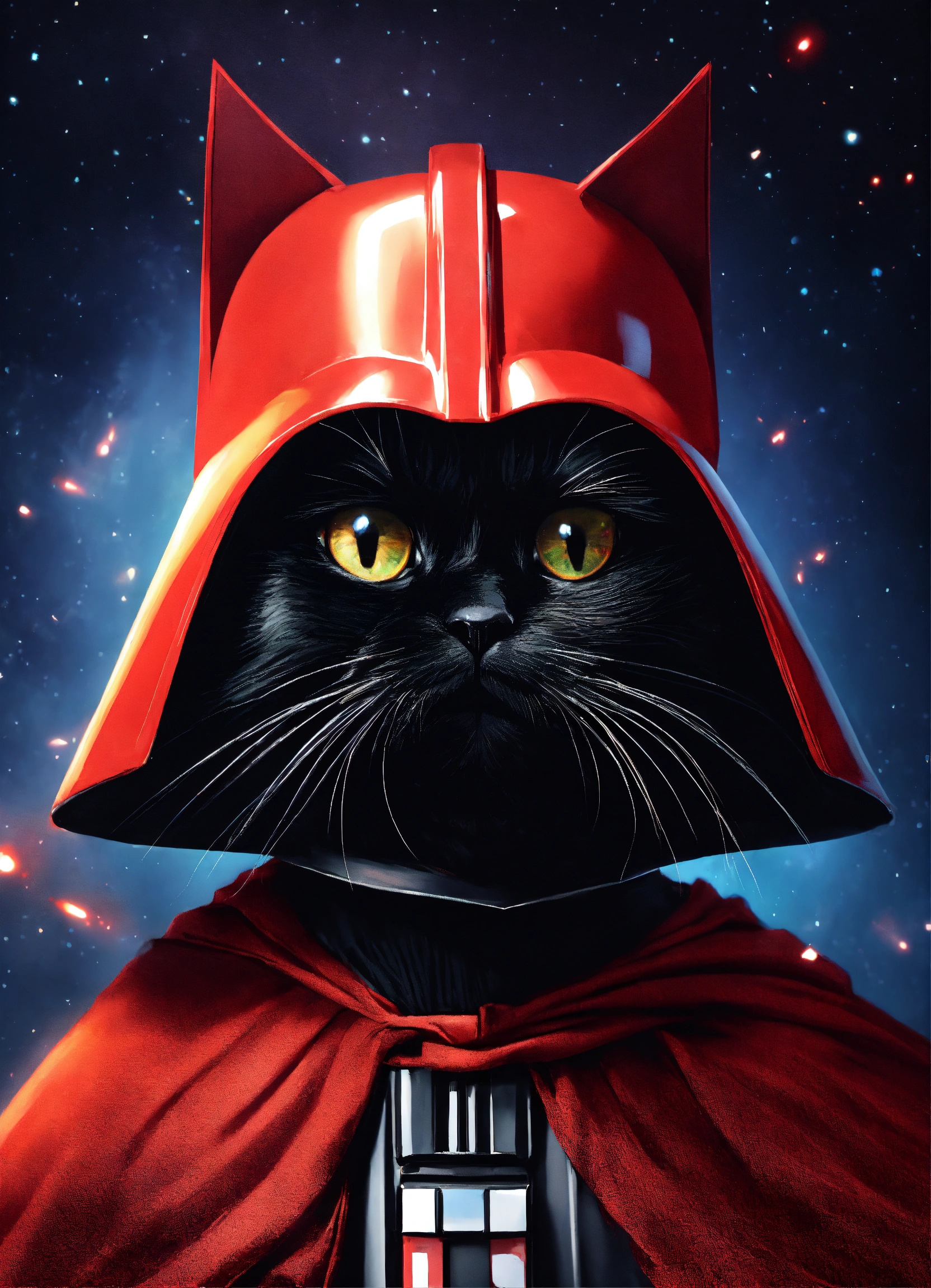 Lexica - Craft an image of a siberian cat in a darth vader costume ...