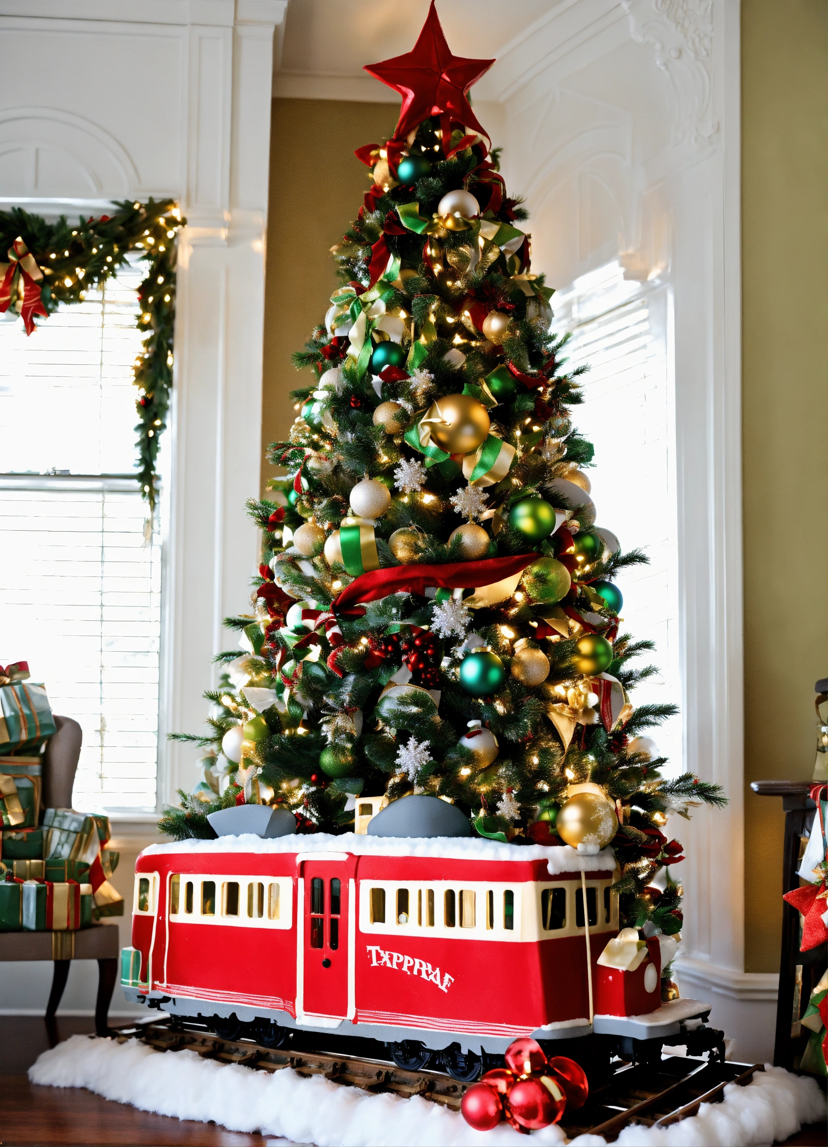 Lexica - Create a over the top elegant Polar Express Christmas tree add ...
