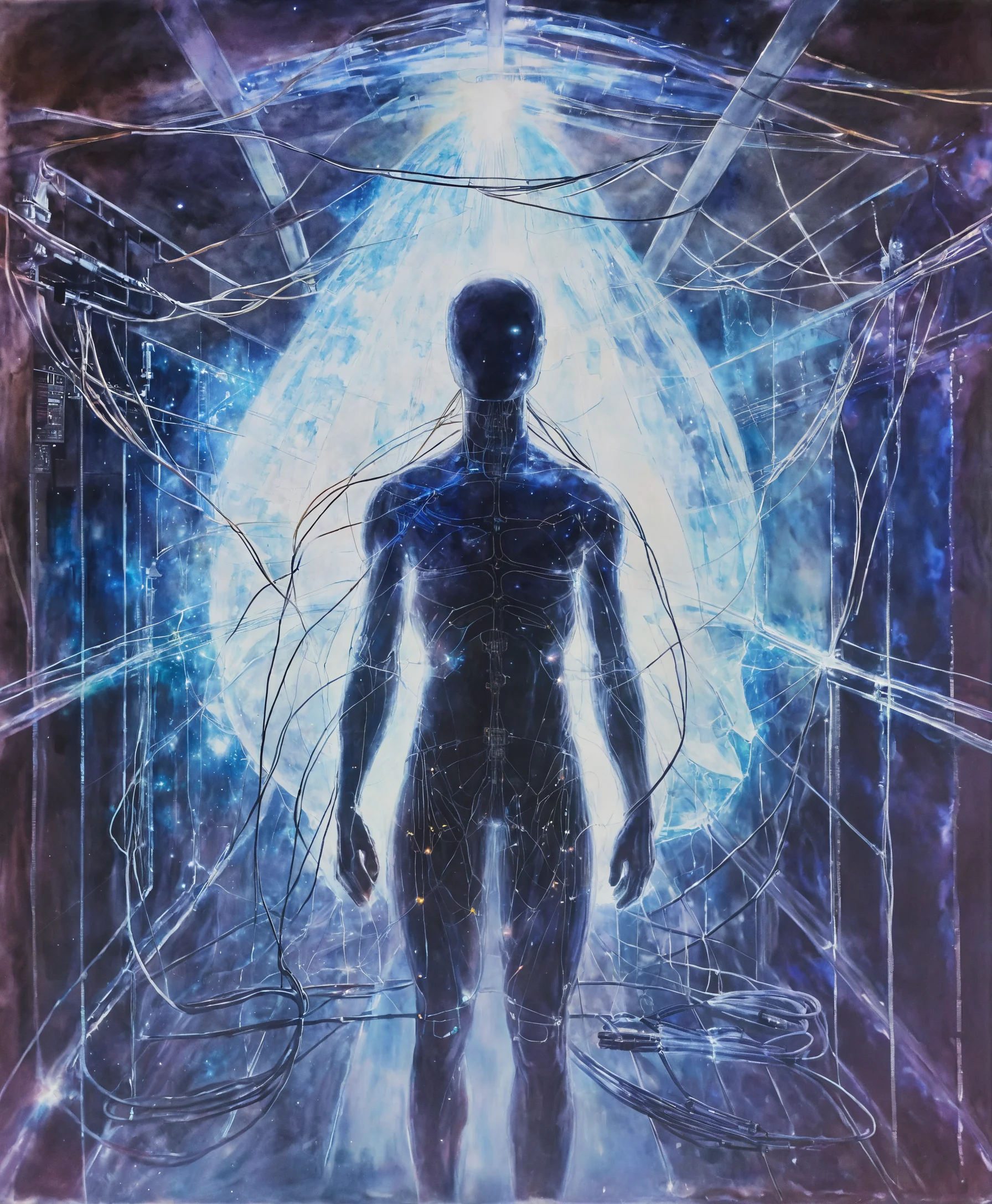 Lexica - Drawing of a body silhouette inside a cosmic extraterrestrial ...