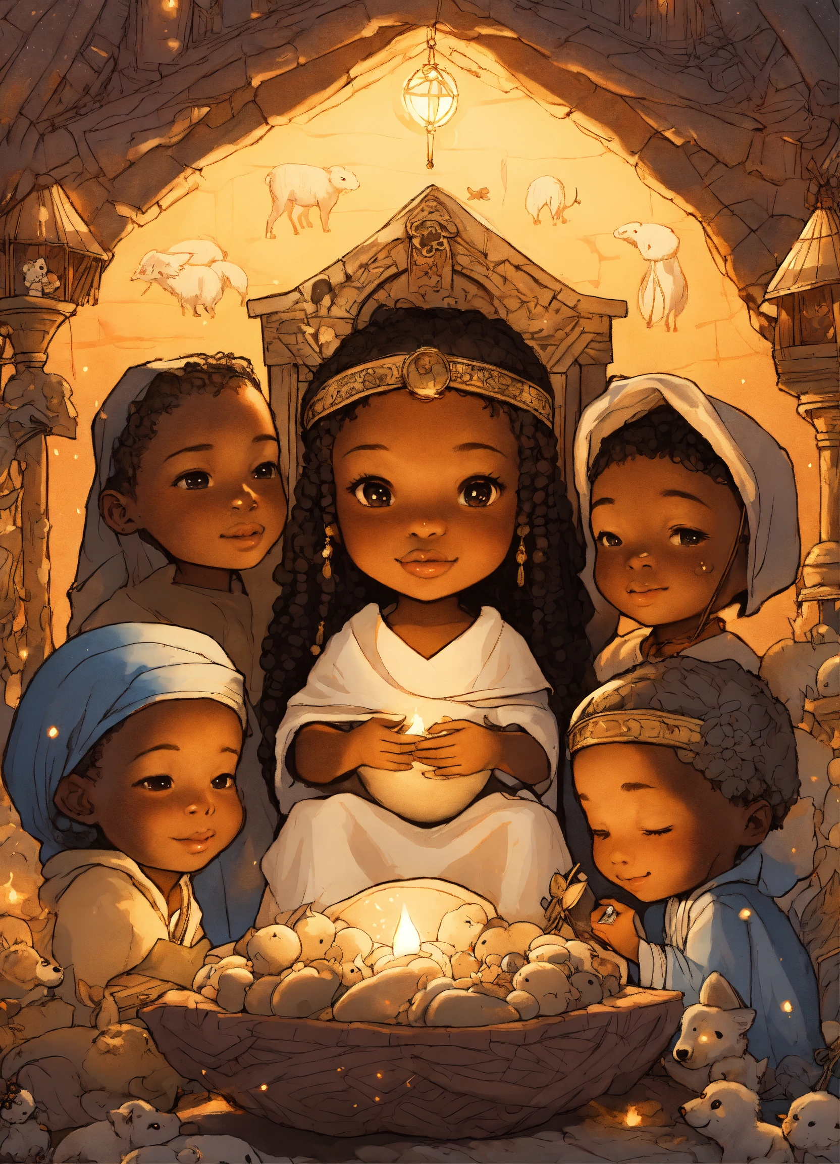 Lexica - Totally cute chibi African American Nativity scene ...