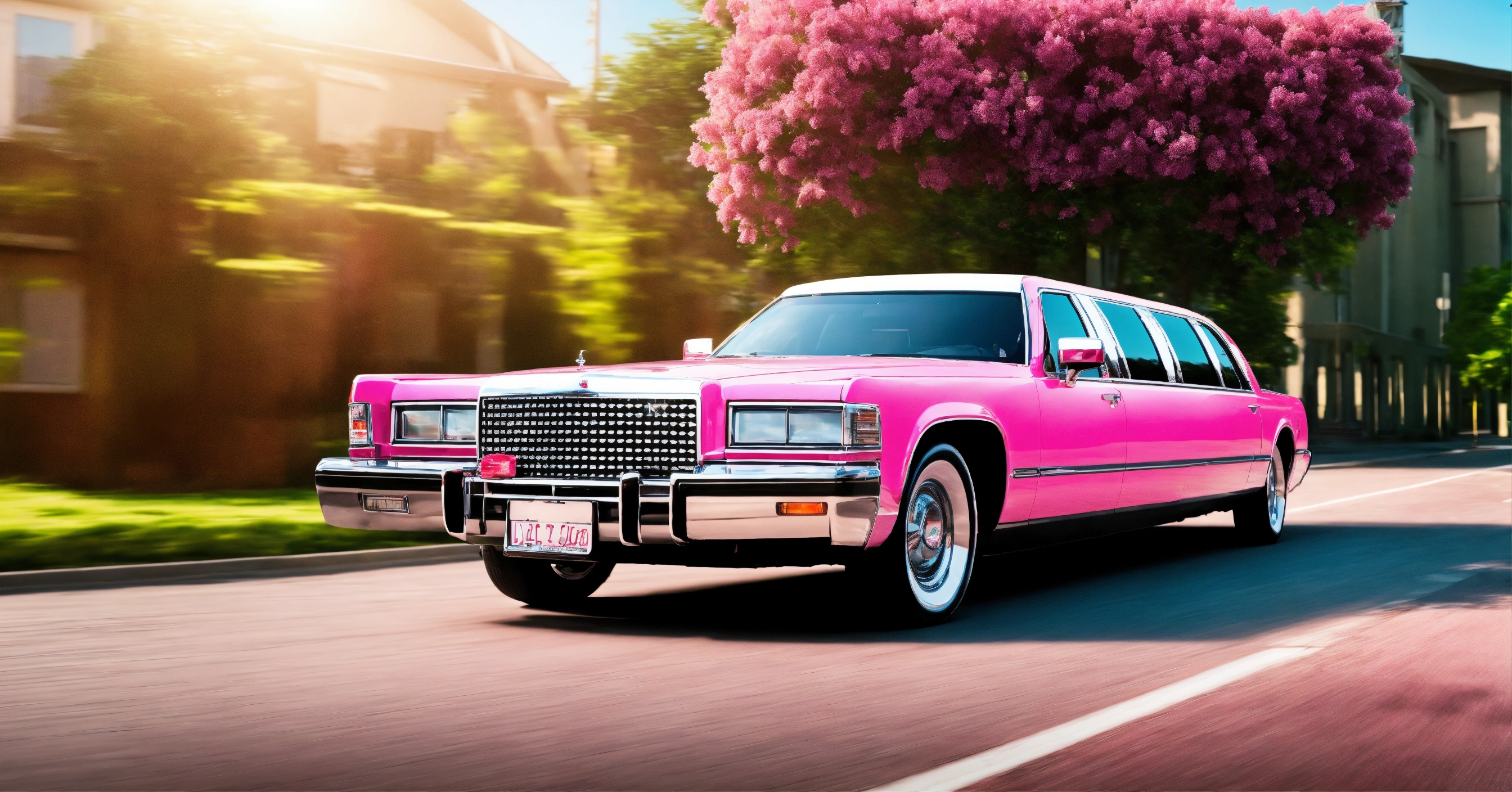 Lexica - Long pink limo, car rental, 3D, photo-realistic, 4K, high ...
