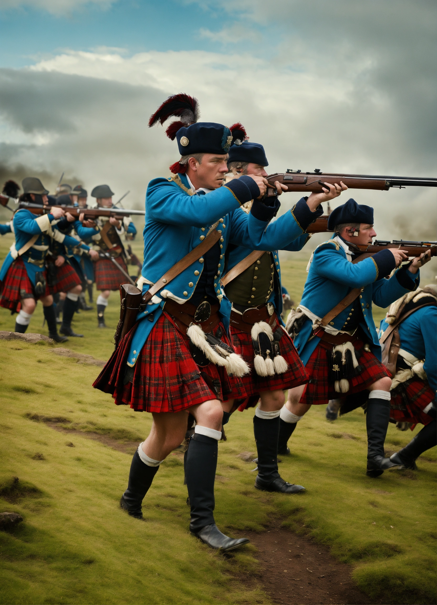 Lexica - Scottish clansmen fighting in a battlefield using muskets ...
