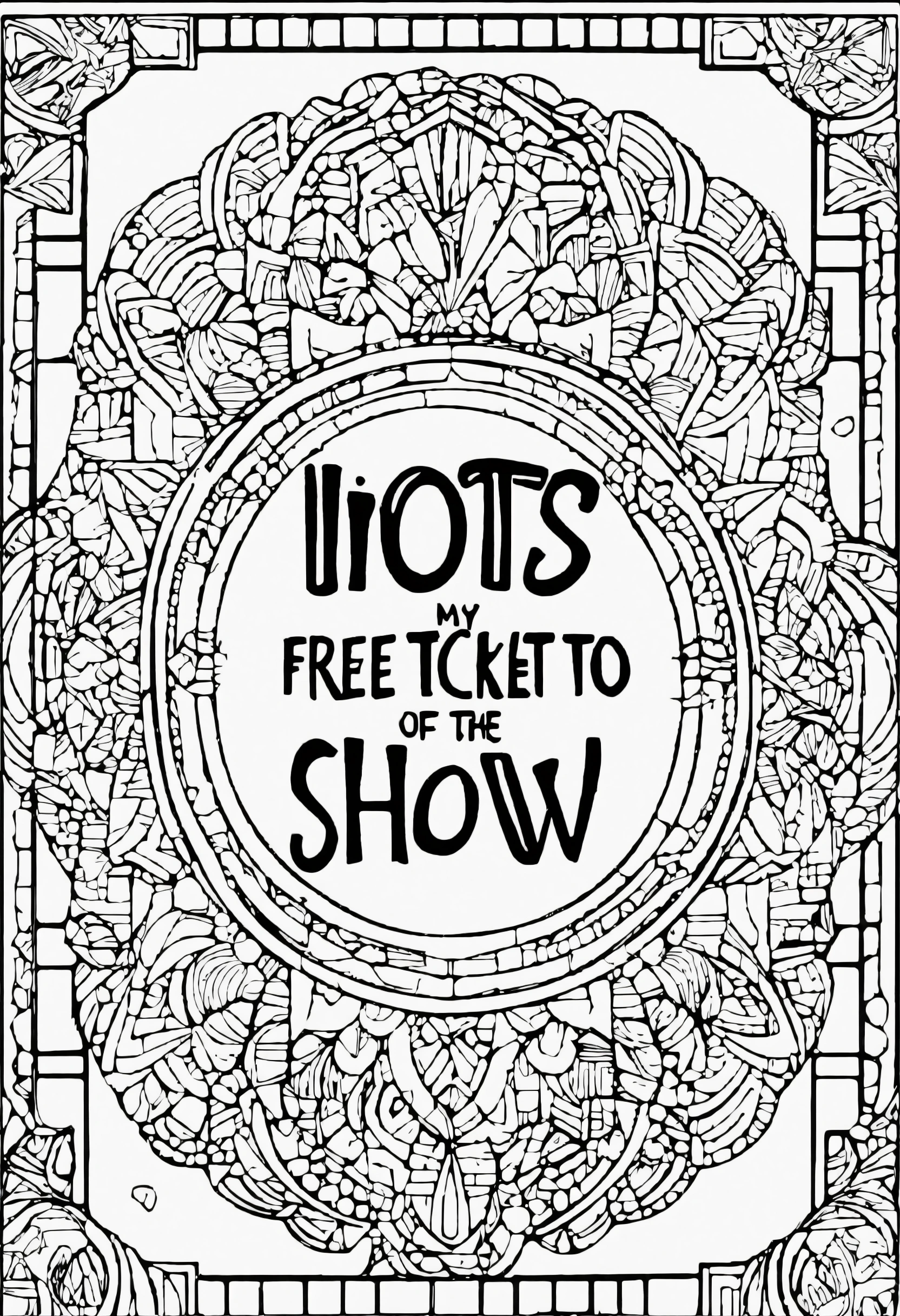 Lexica - Coloring page for adults, bold lines, dark lines, sign with a ...