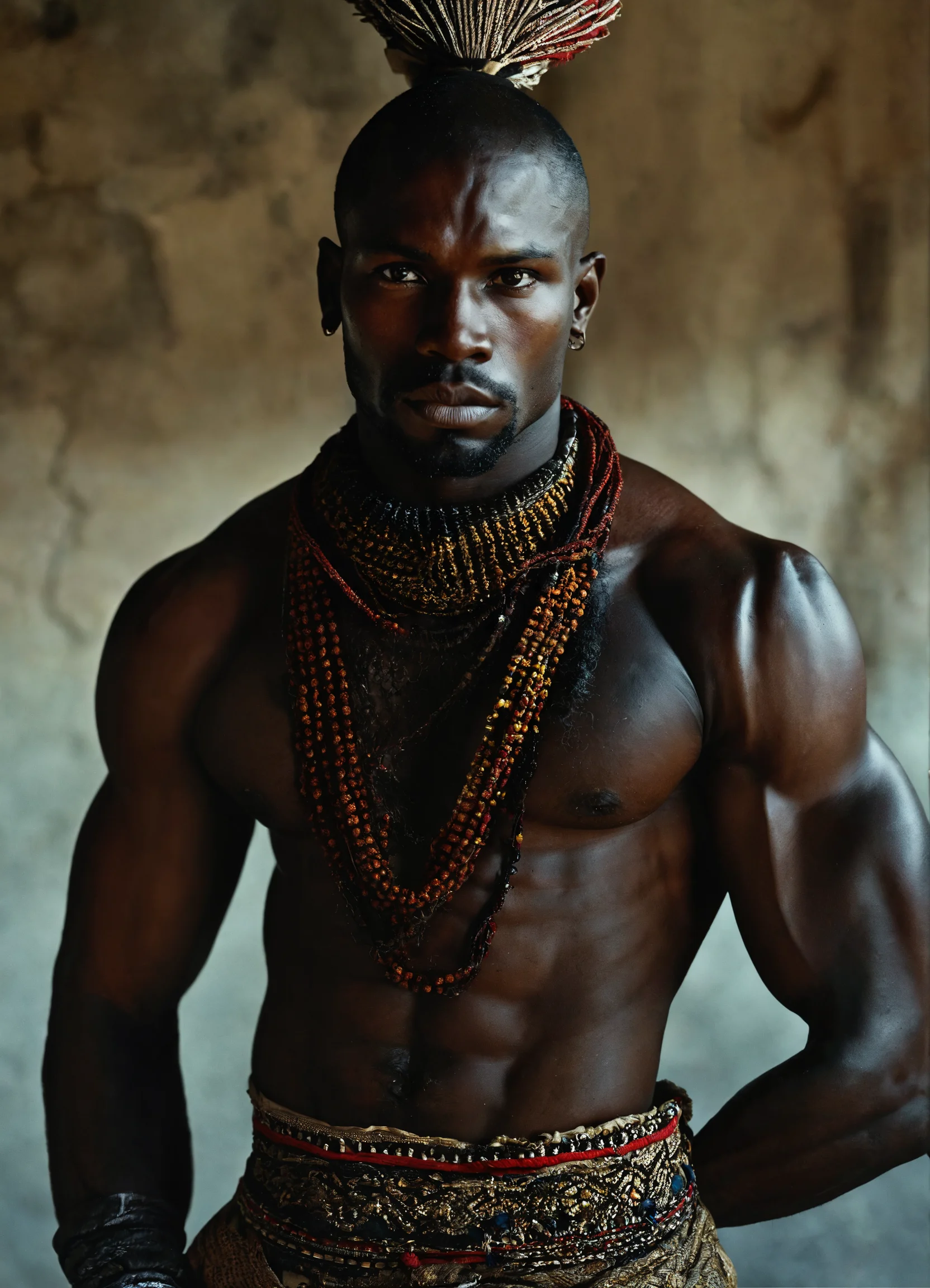 Lexica - Portrait of a stunningly handsome African warrior with defined ...