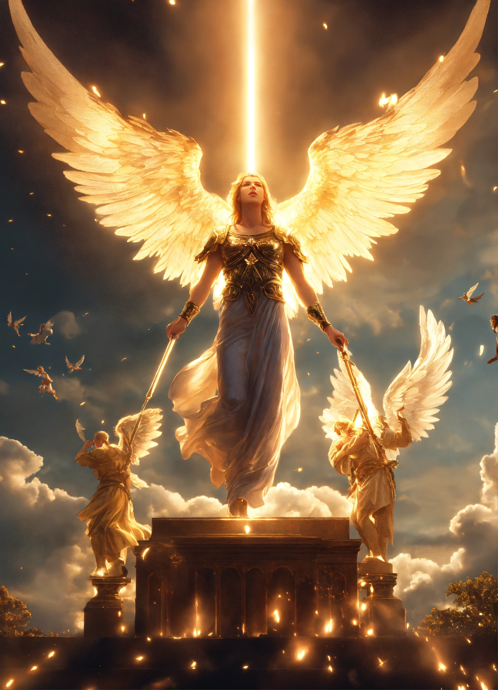 Lexica - God expelling angels from heaven, cinematic, realistic, 8k