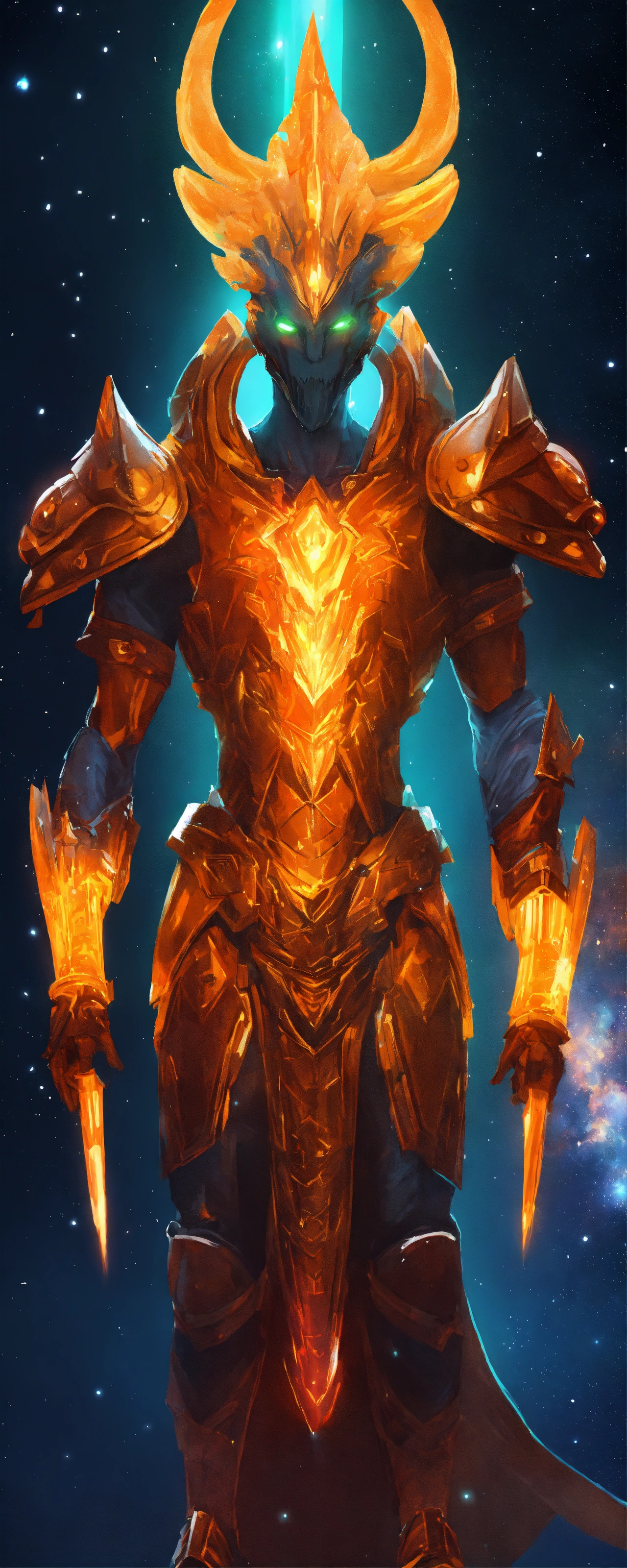 Lexica - Drawing of epic alien warlord king with glowing orange energy ...