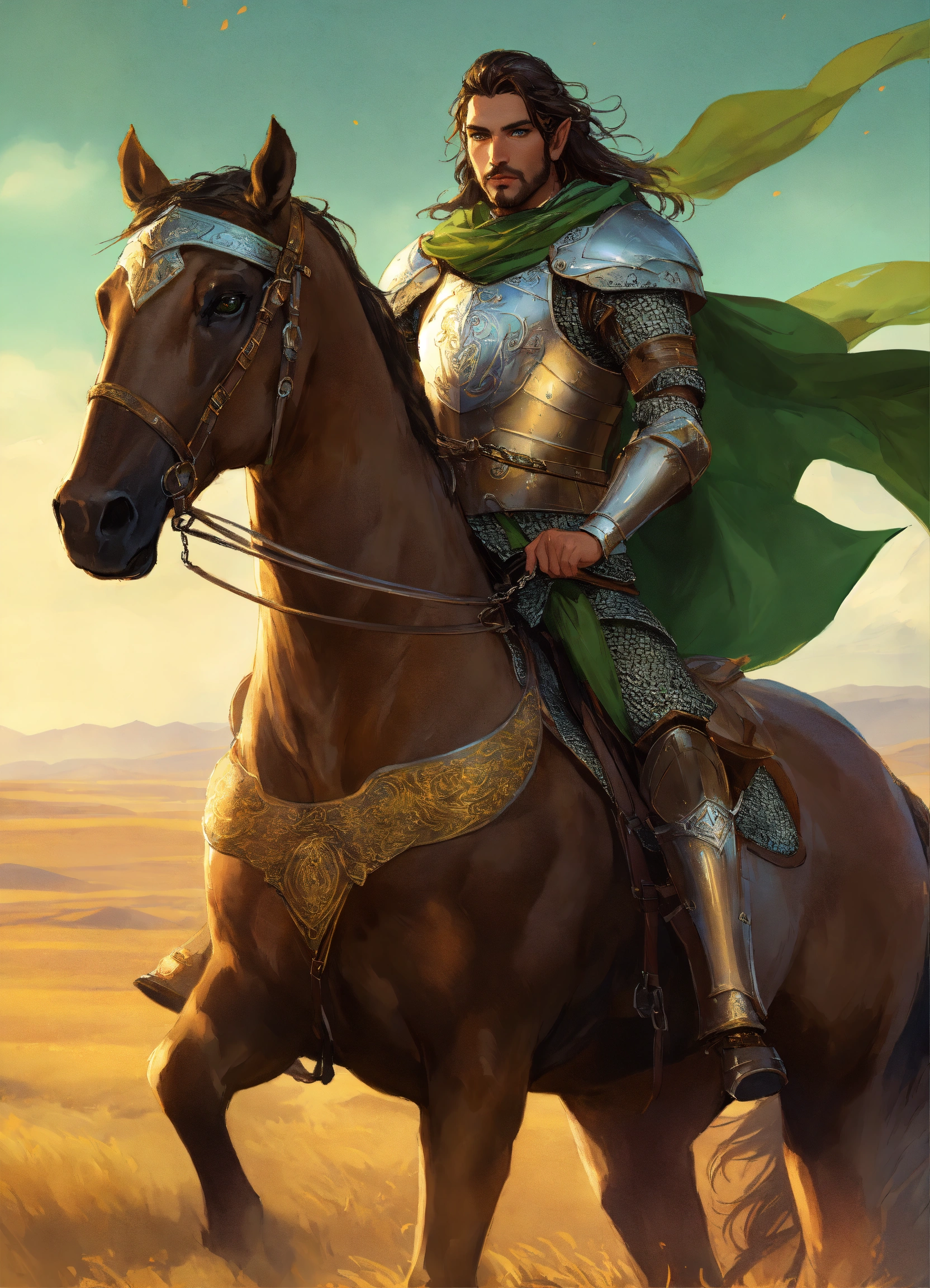 Lexica - A heavily armored Persian knight male elf in chain mail armor ...