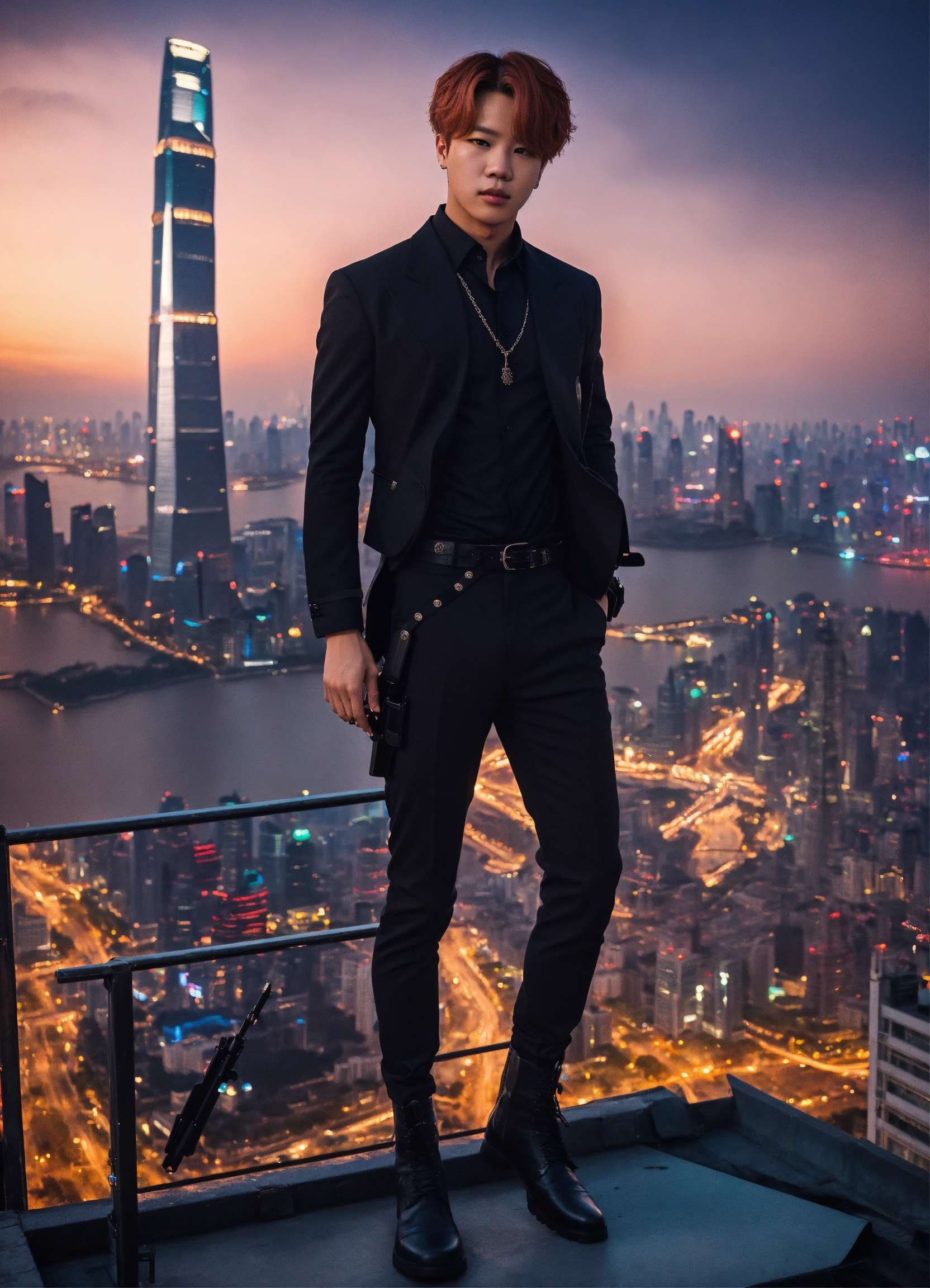 Lexica - BTS Jimin stand on the roof of a building in Shanghai ...