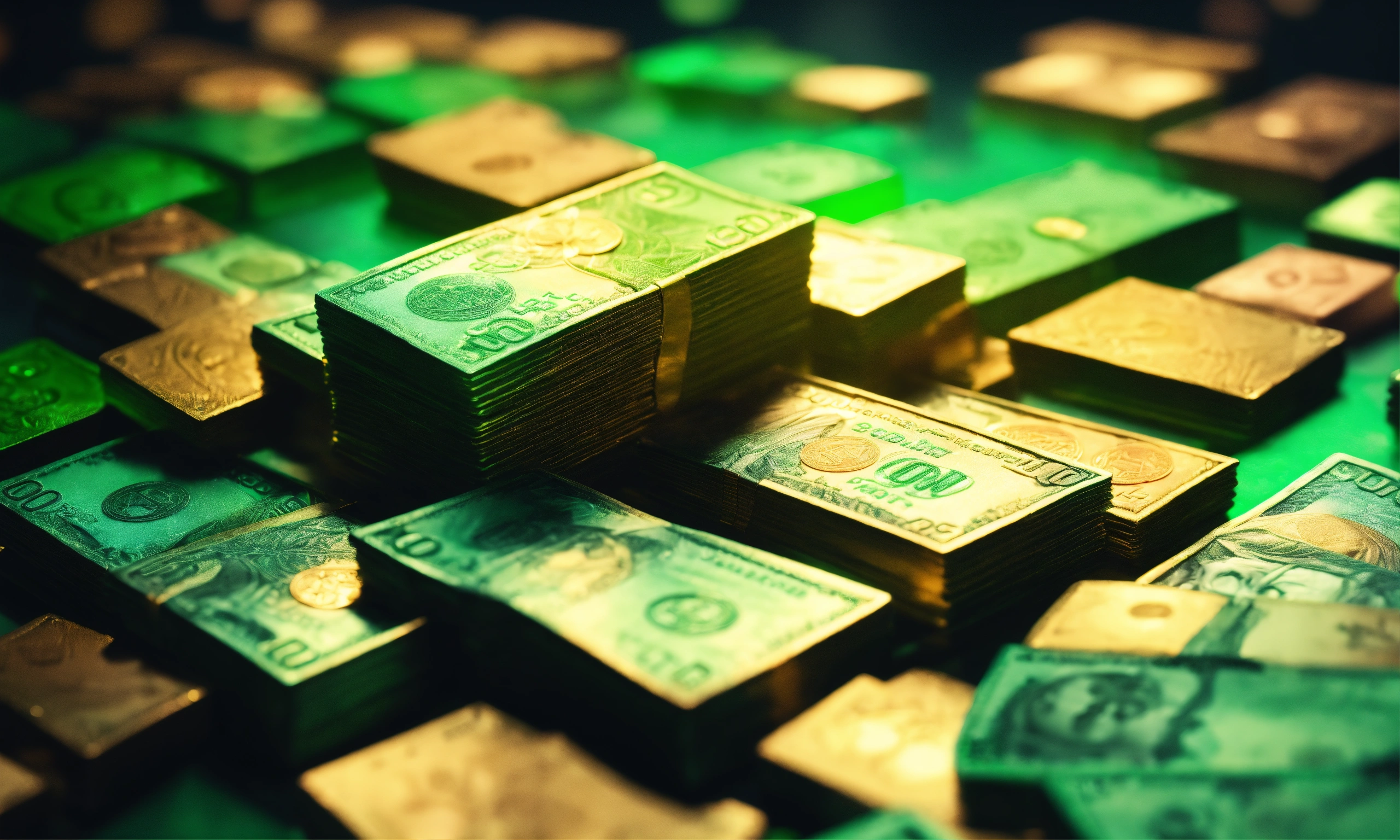 Lexica - Beautiful money, 3D render, 8k, dark green theme