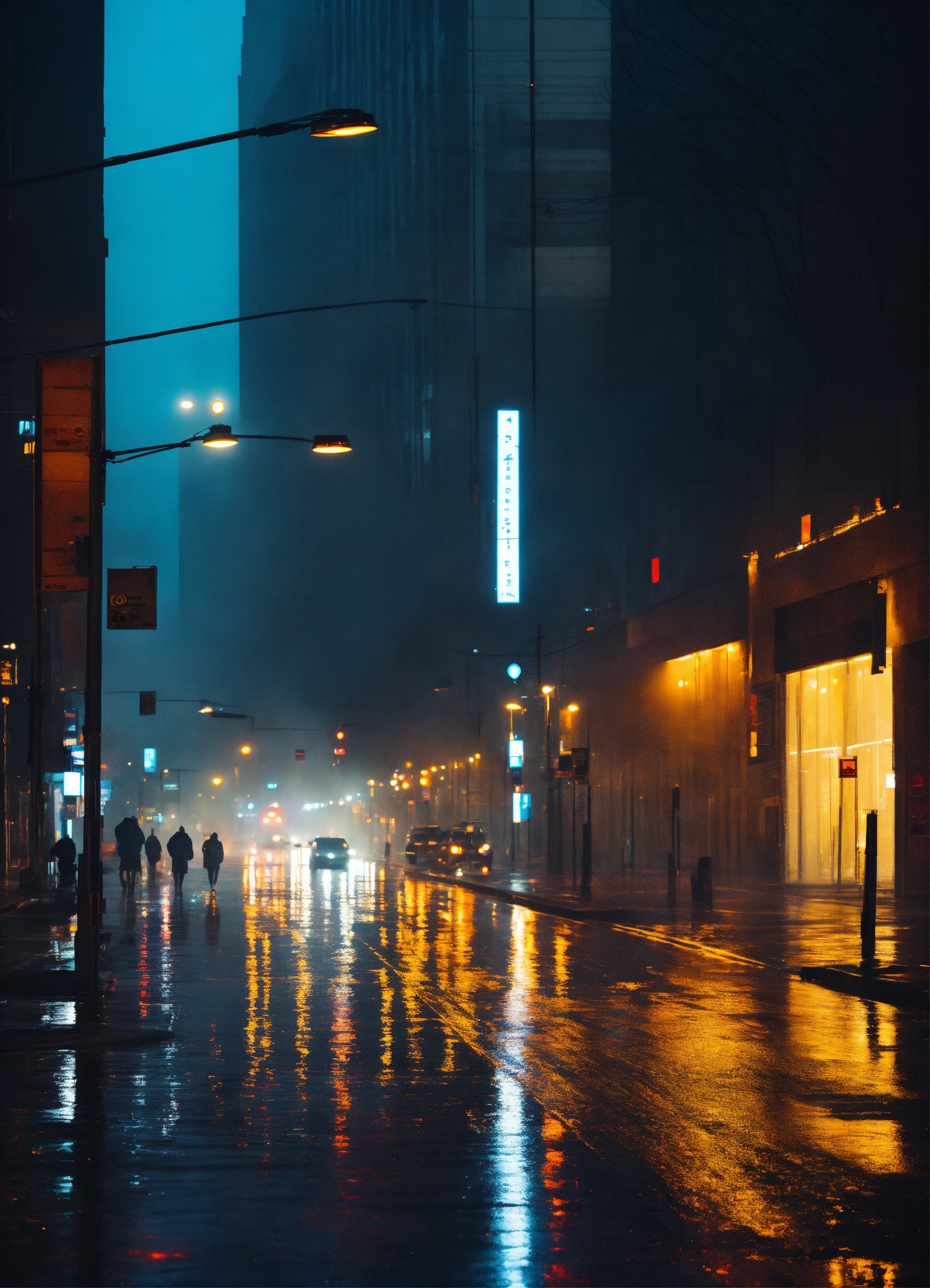 Lexica - Beautiful light city road raining abstract minimal