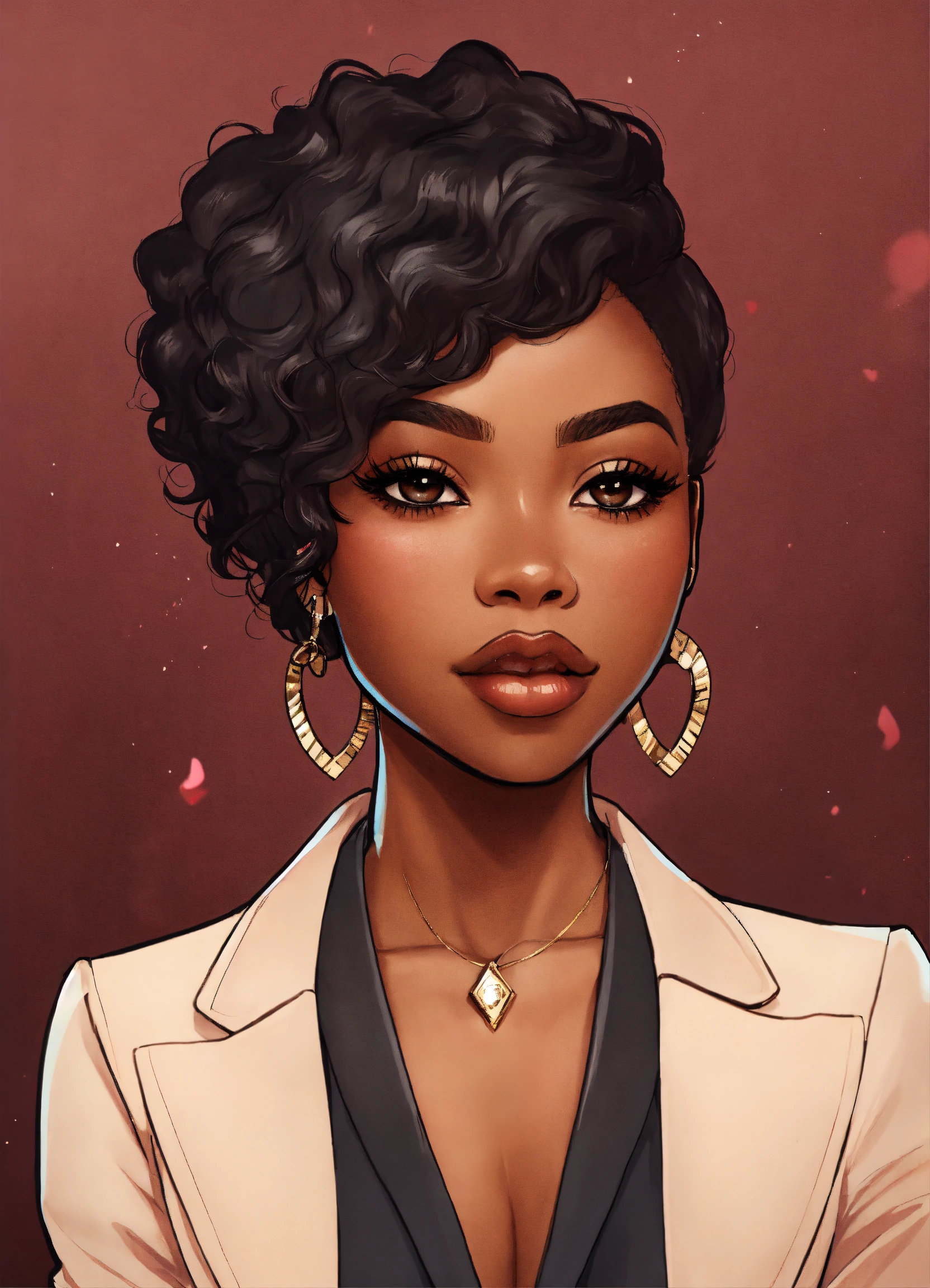 Lexica - Beautiful chibi style African American woman with short pixie ...