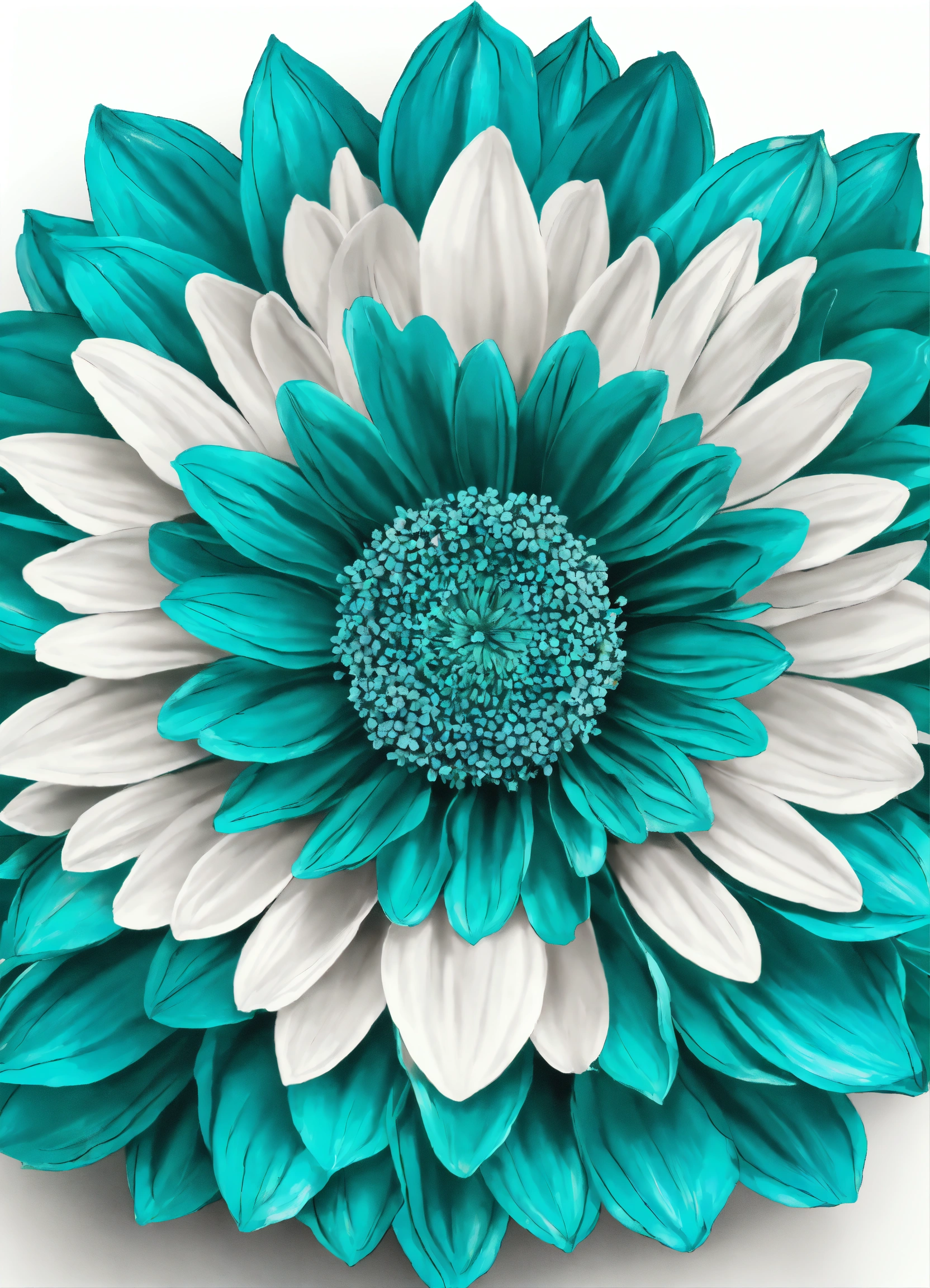 Lexica - Large beautiful turquoise flower, hyperrealistic, facing front ...