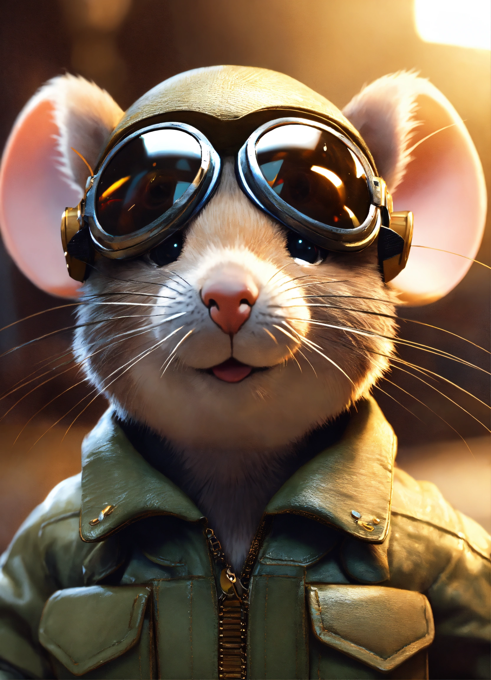 Lexica - A cute mouse pilot wearing aviator goggles, unreal engine ...