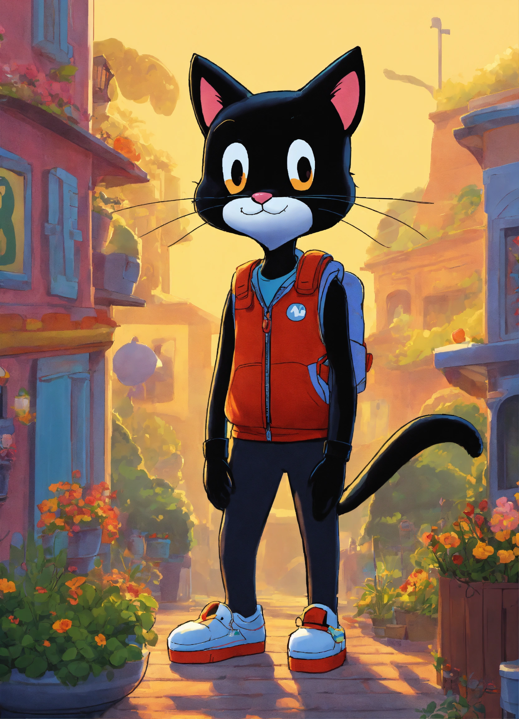 Lexica - A tall human like cat like the cartoon character felix the cat ...