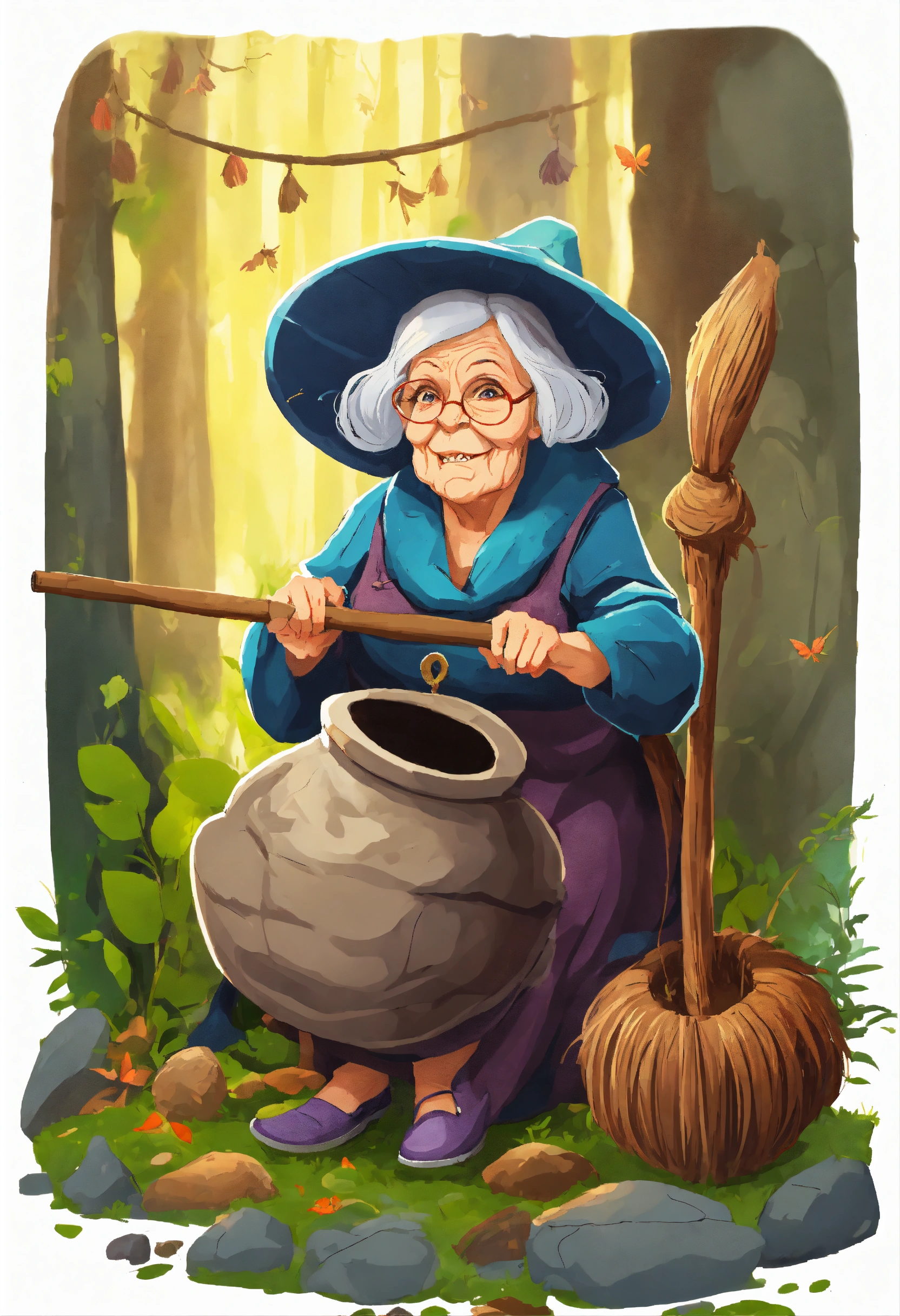 Lexica - Fantasy cartoon style ugly and scary old lady is sitting in a ...