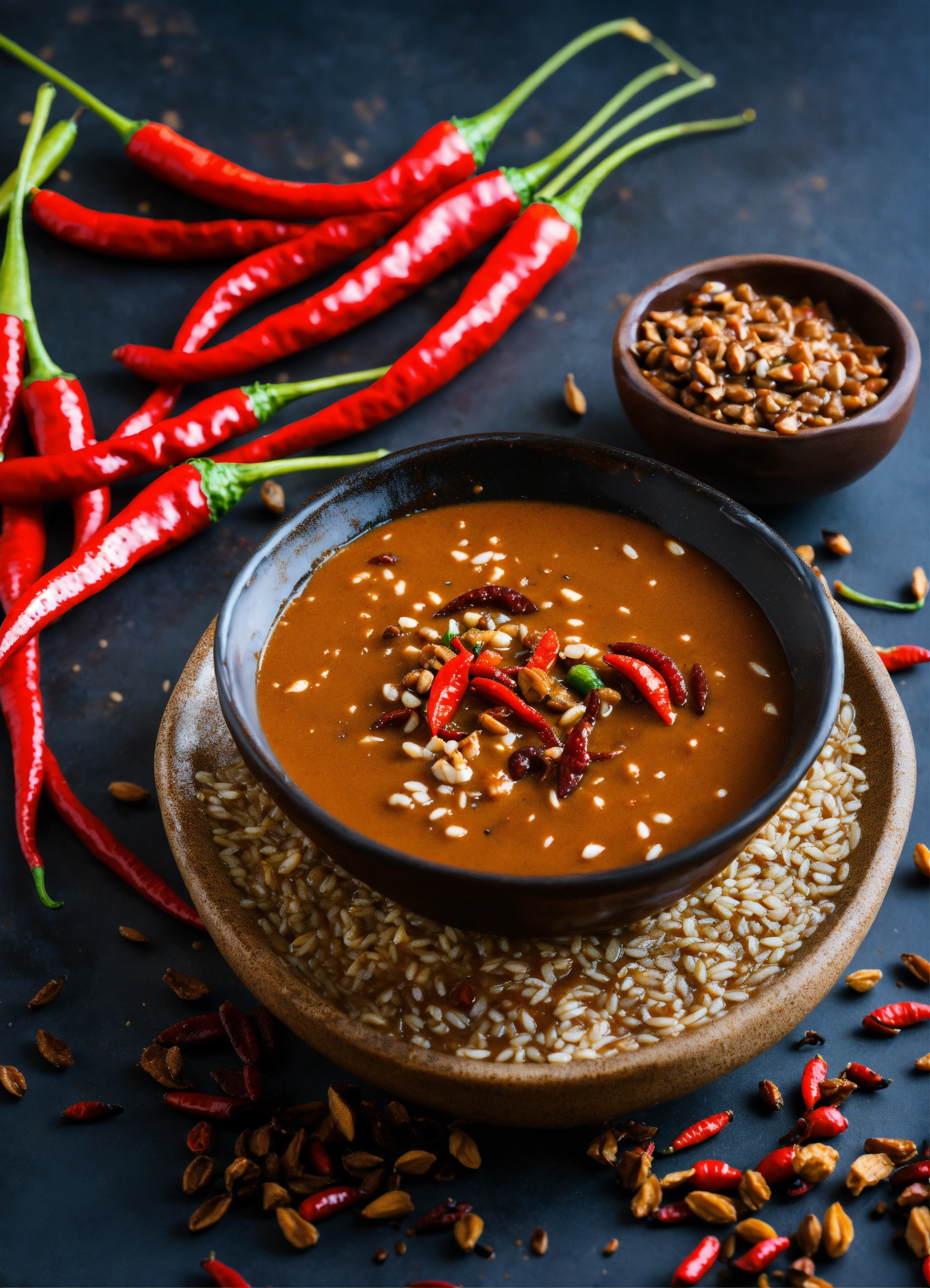 Lexica - A clear thai sauce, dark brown tamarind cream sauce is in a ...