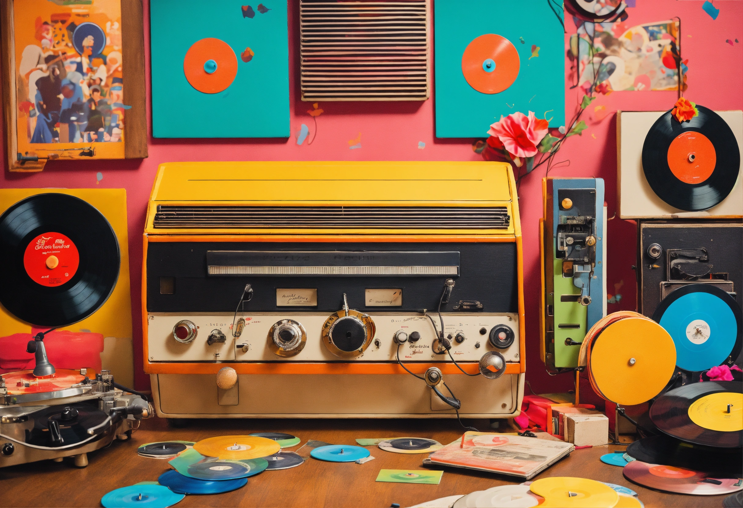 Lexica - Create an image of various nostalgic objects like vinyl ...