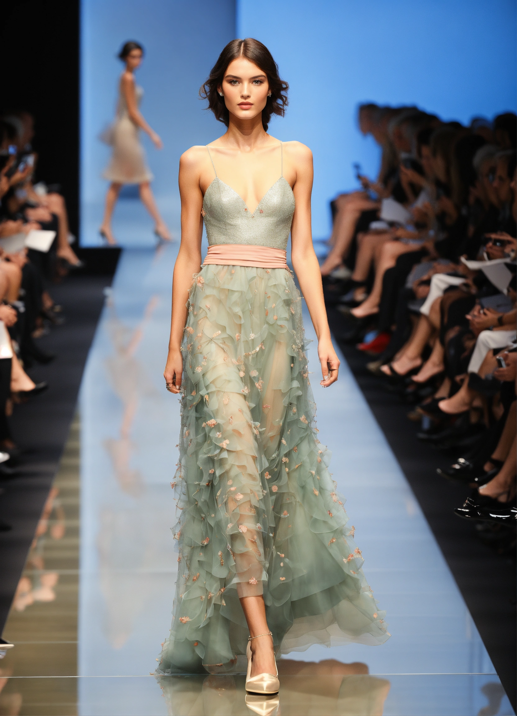 Lexica - Beautiful french runway model in a dress GIORGIO ARMANI style ...