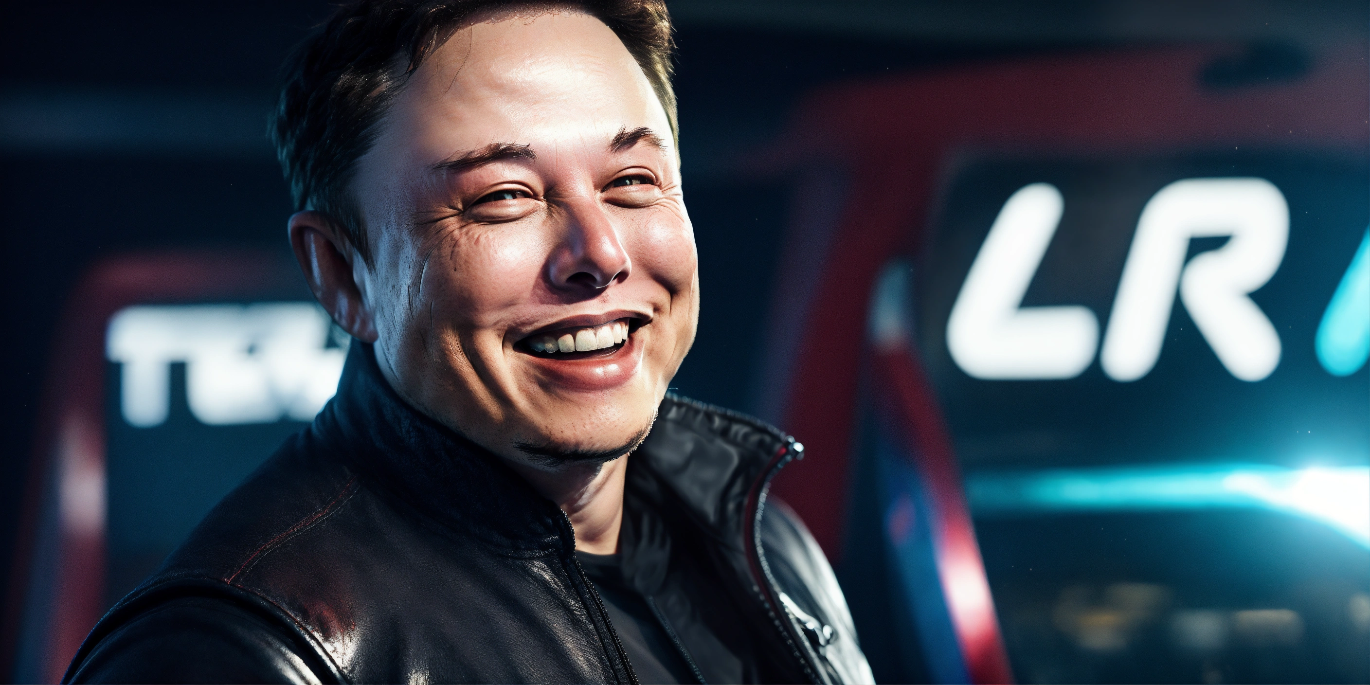 Lexica - Elon musk grinning, big tesla logo in front of him, 4k, 3d ...