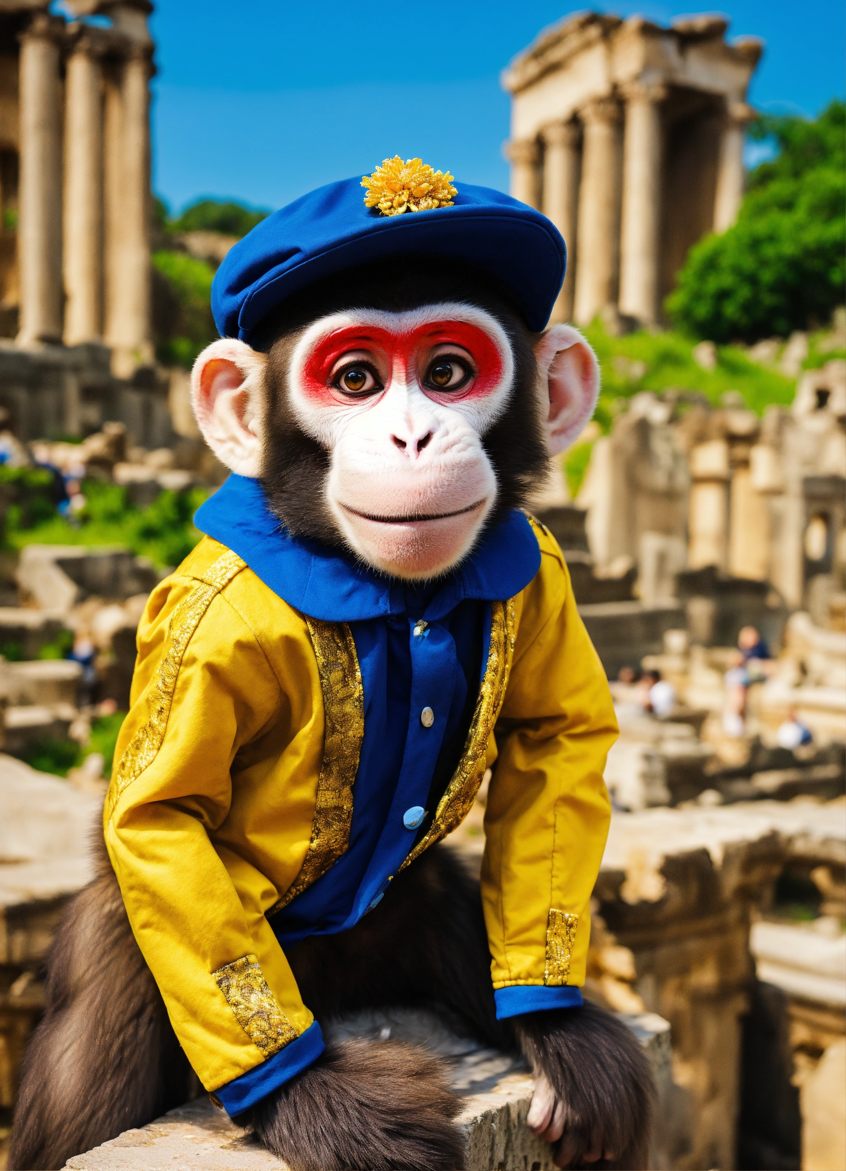 Lexica - Simon the mischievous Monkey in human clothes , blue Jacket ...