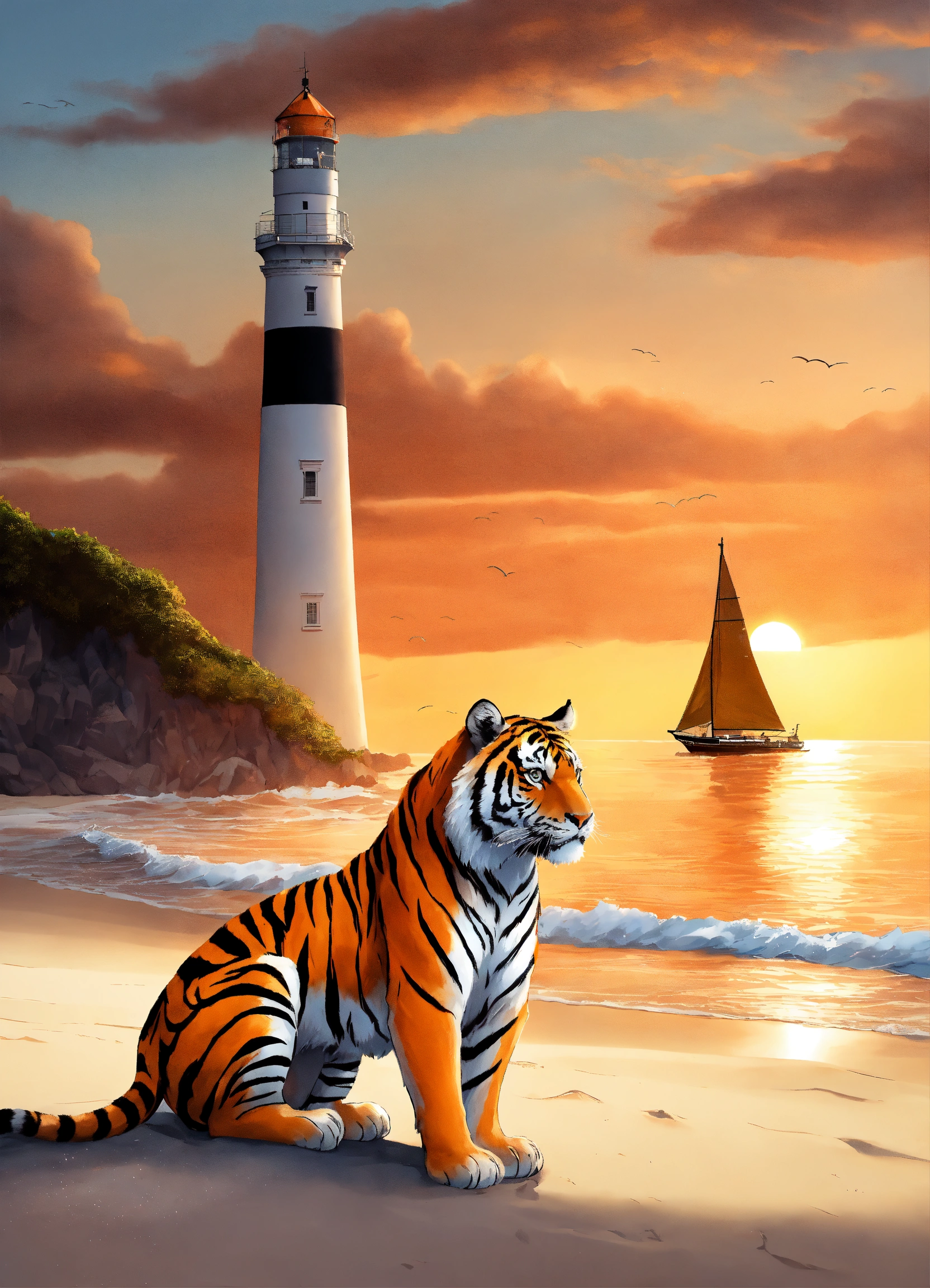 Lexica - He image shows a majestic tiger with orange and black fur ...