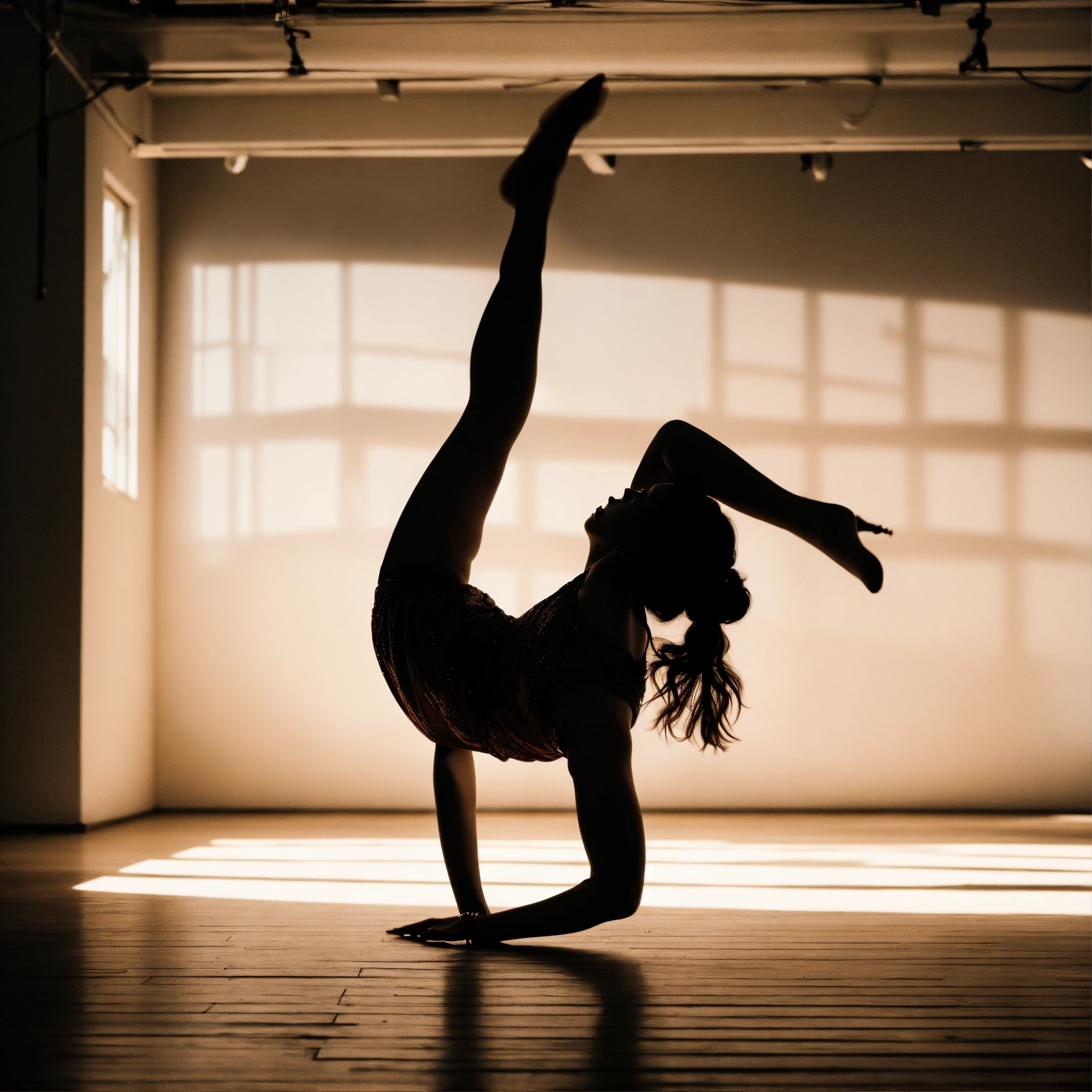 Lexica - Shadow in a white background of a woman dancing upside down