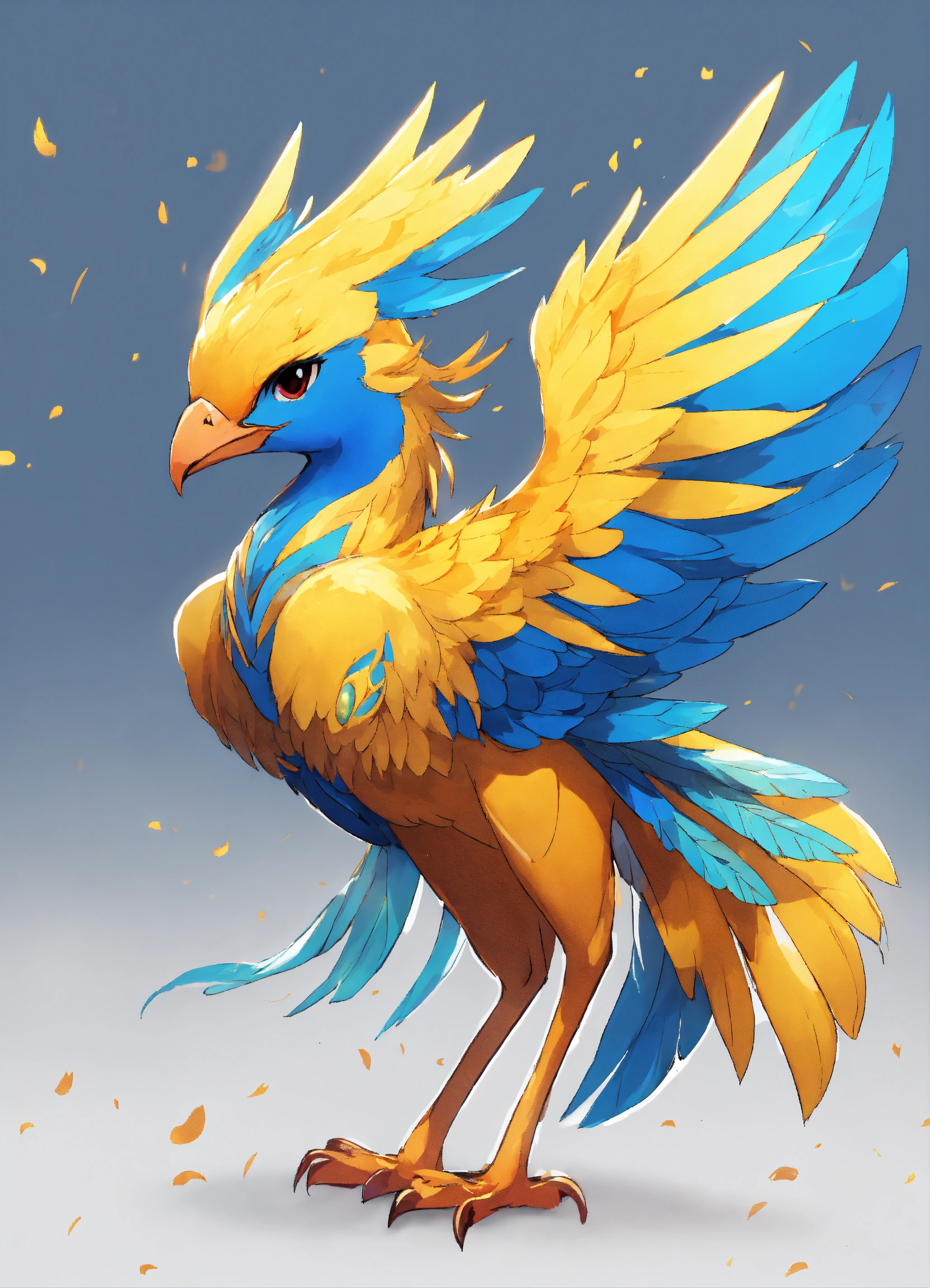 Lexica - A cute blue and yellow pheonix, 8k, anime, white background ...
