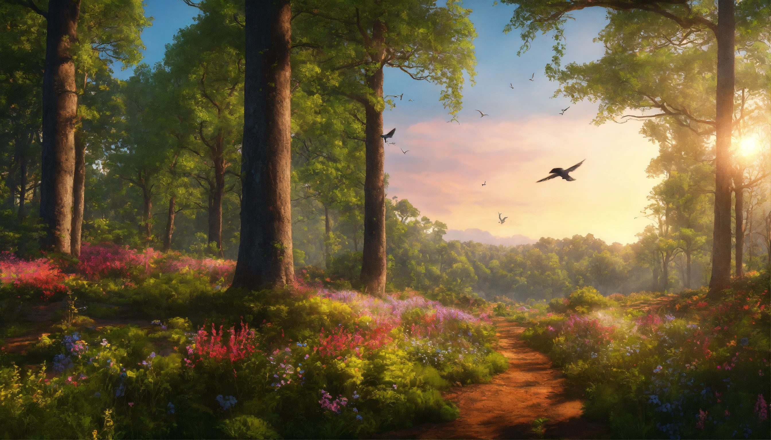 Lexica - Hyper-realistic image of a thriving forest, beautiful ...