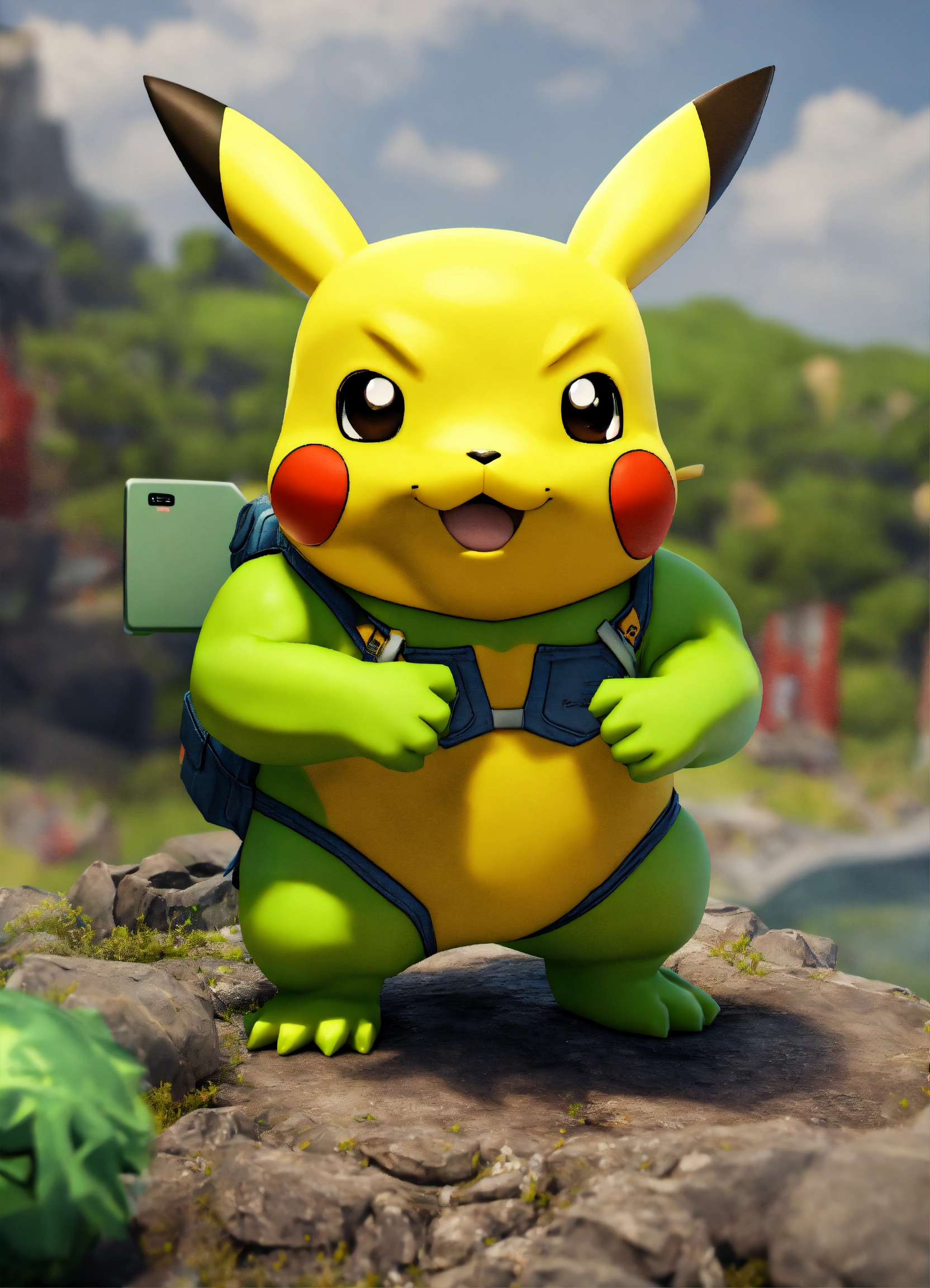 Lexica - A pikachu but hulk ,render oktan 3d