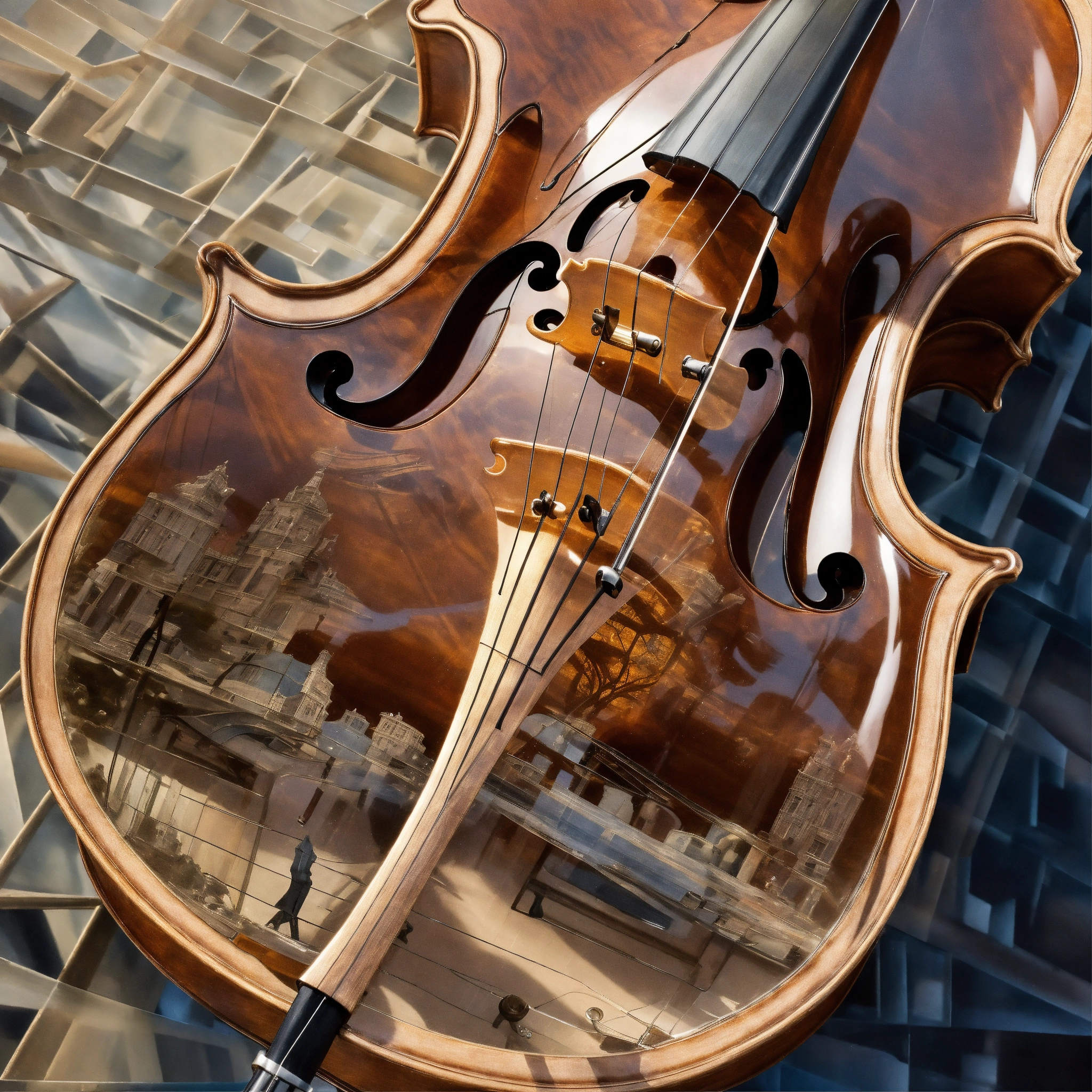 Lexica - A photorealistic closeup view of inside a transparent cello ...