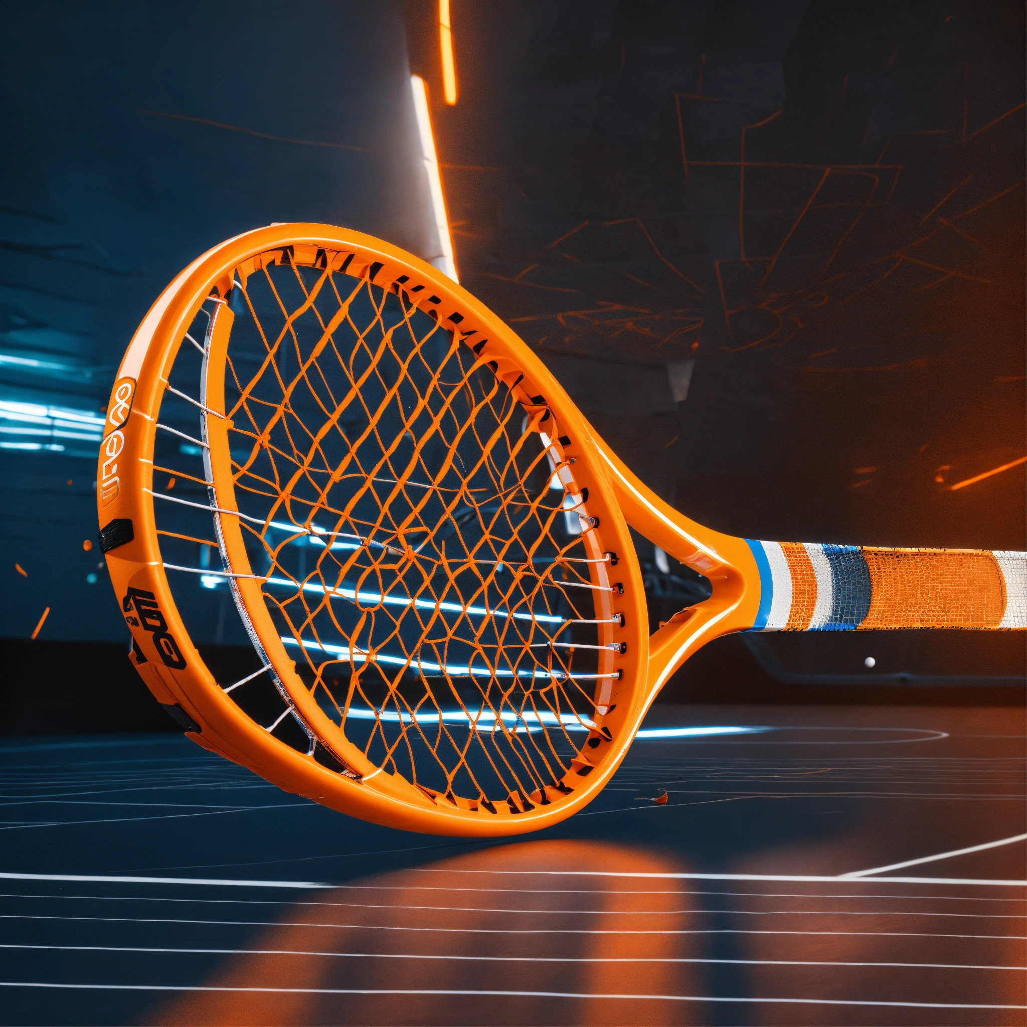 Lexica - Orange broken futuristic tennis racket