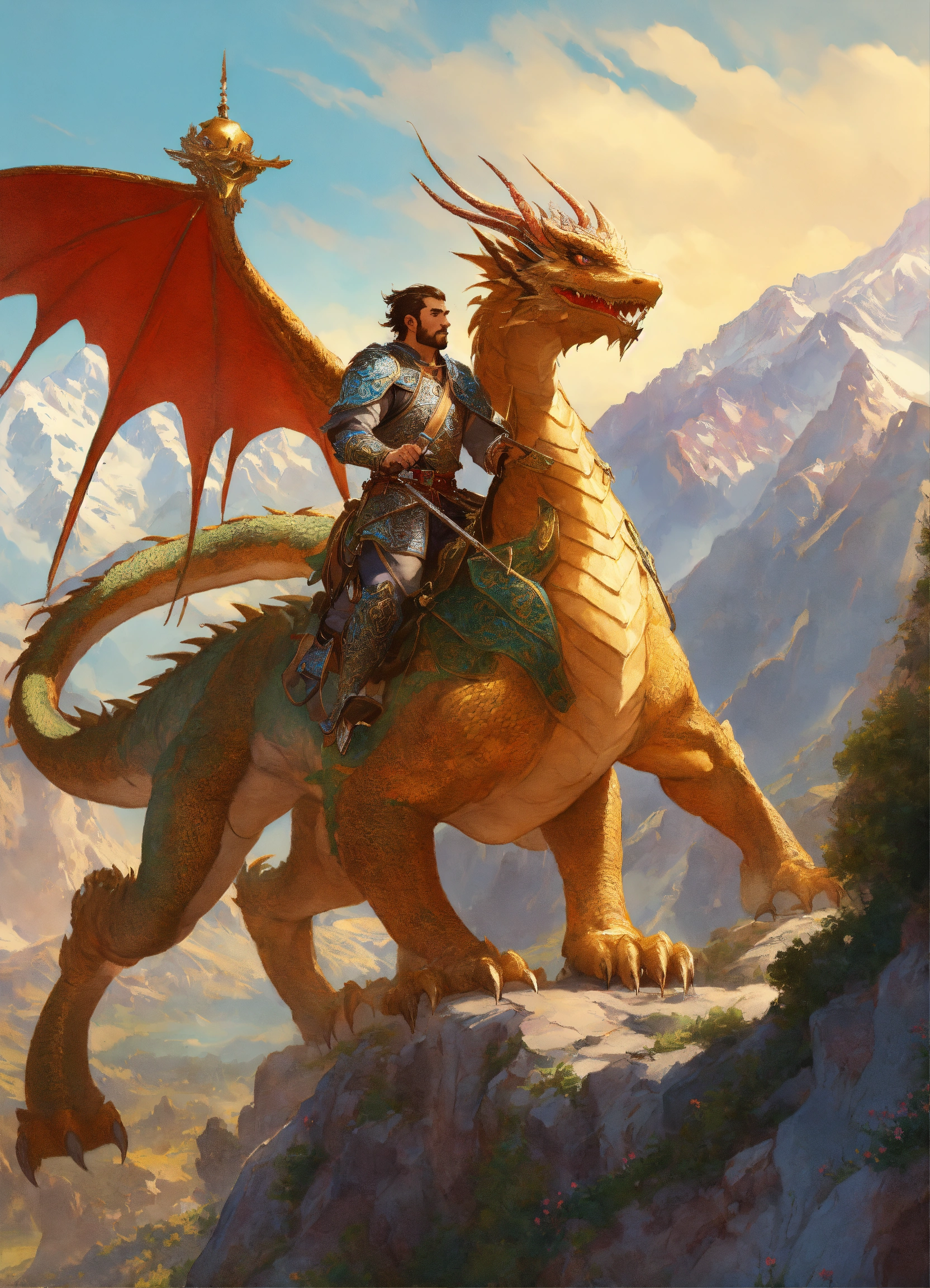 Lexica - A large Turkish Dragon with lightly armored Persian elf ...