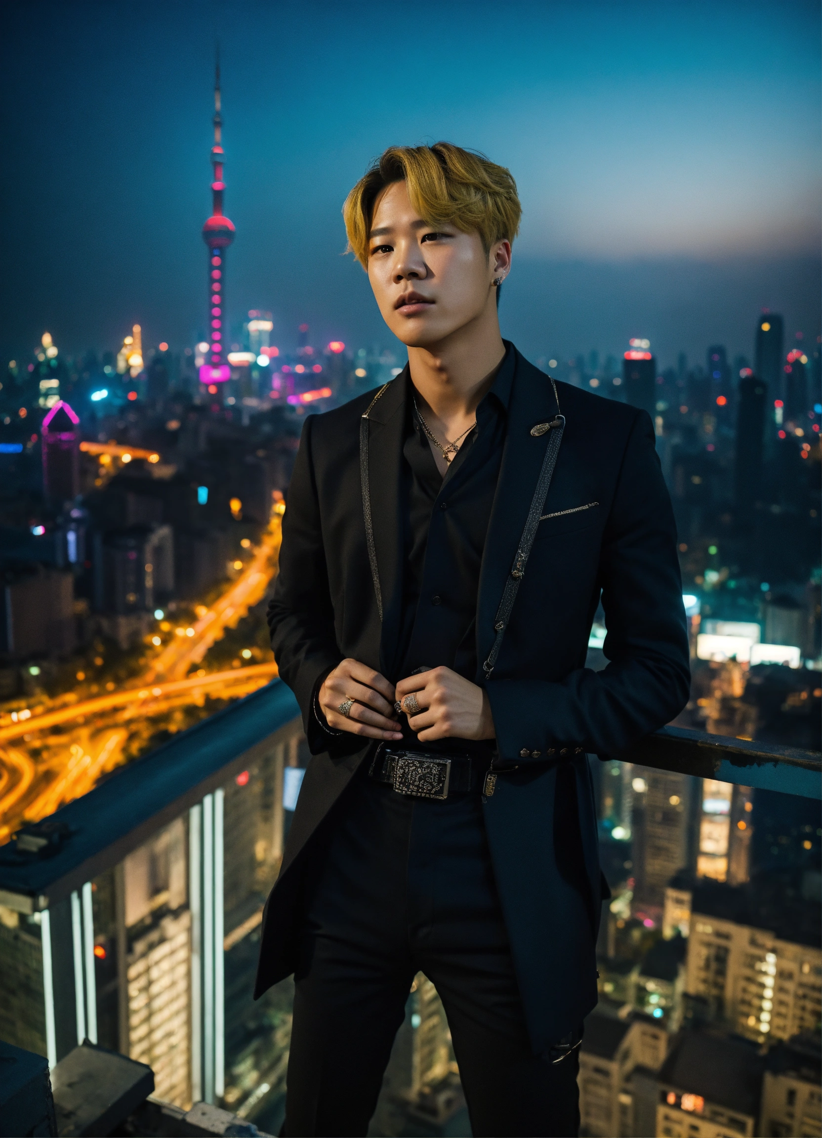 Lexica - BTS Jimin stand on the roof of a building in Shanghai ...