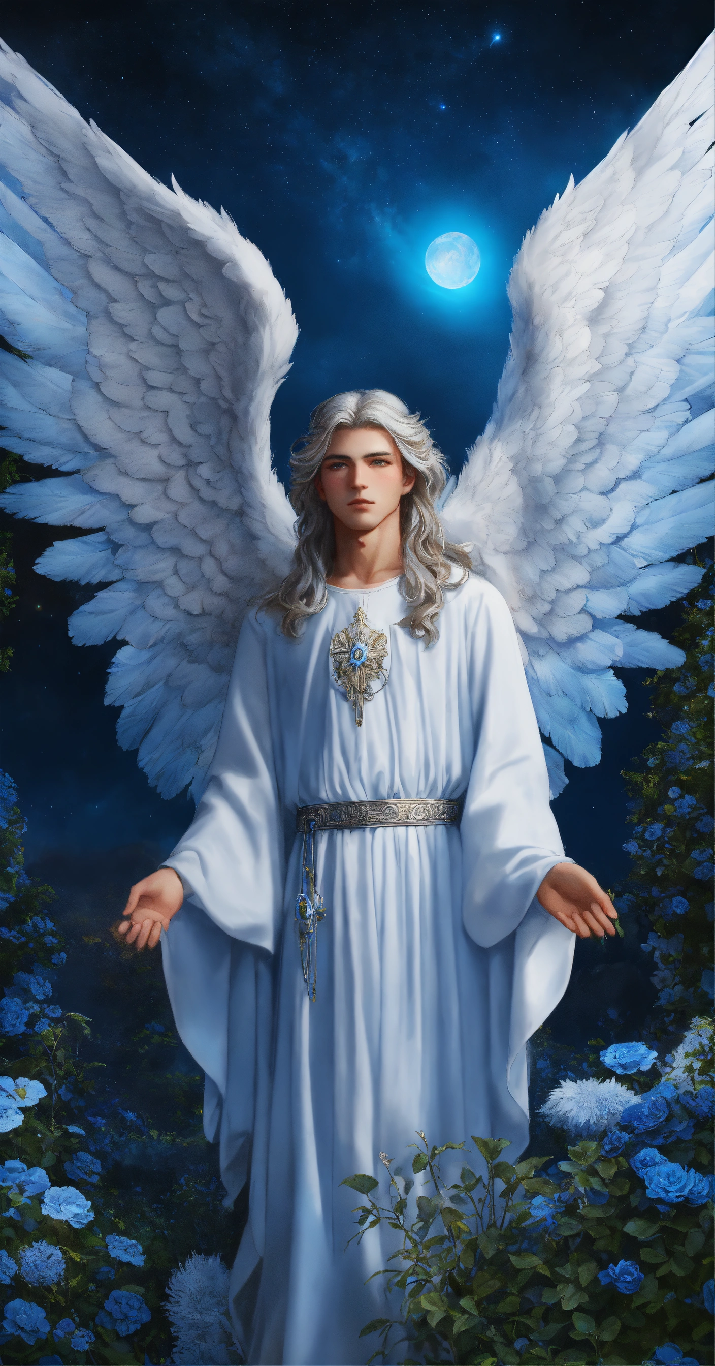 Lexica - 2 male guardian angels with detailed and luminous blue angel ...