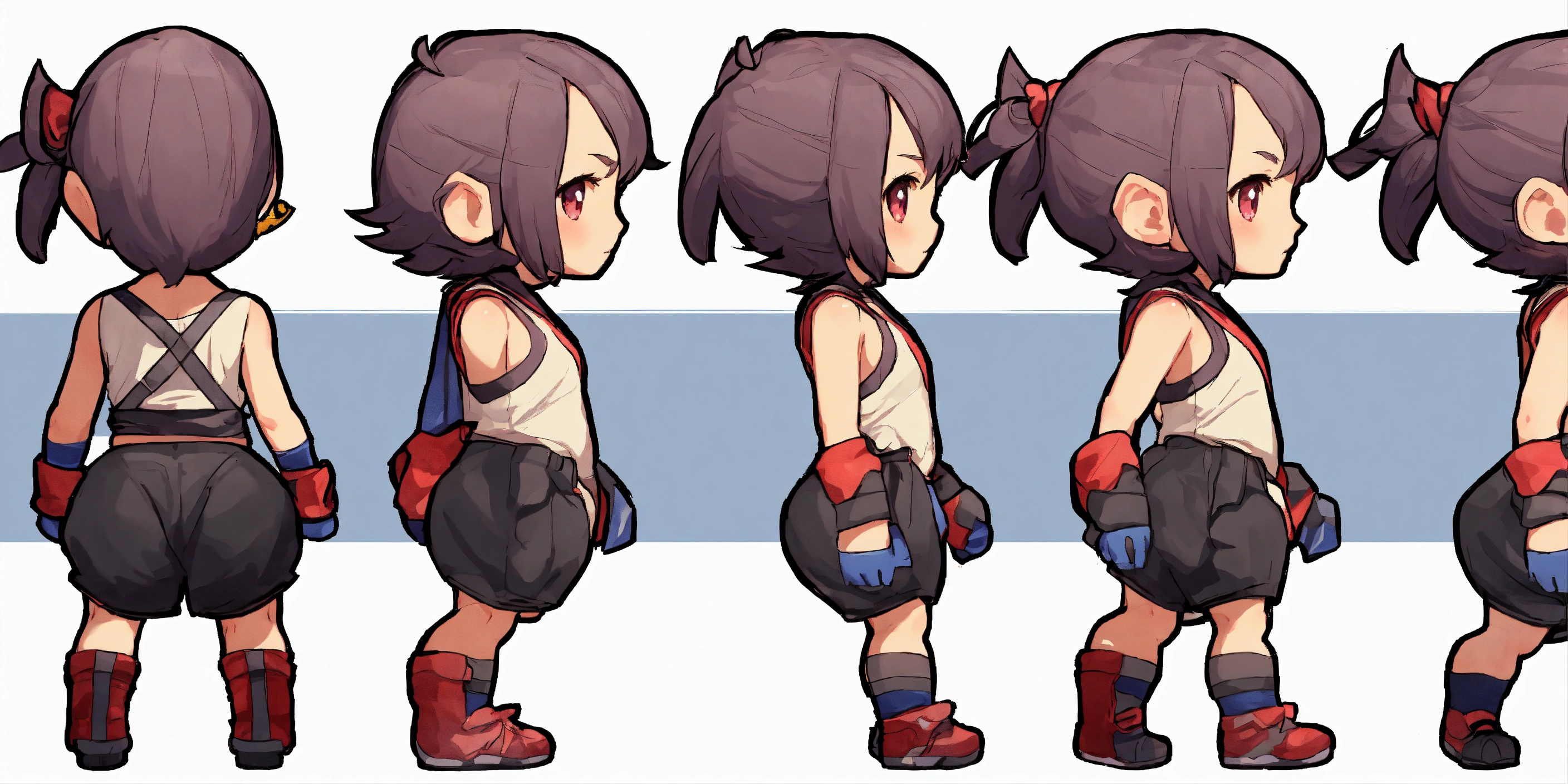 Lexica - Game assets, sprite sheet, girl, short hair, tank top, shorts ...
