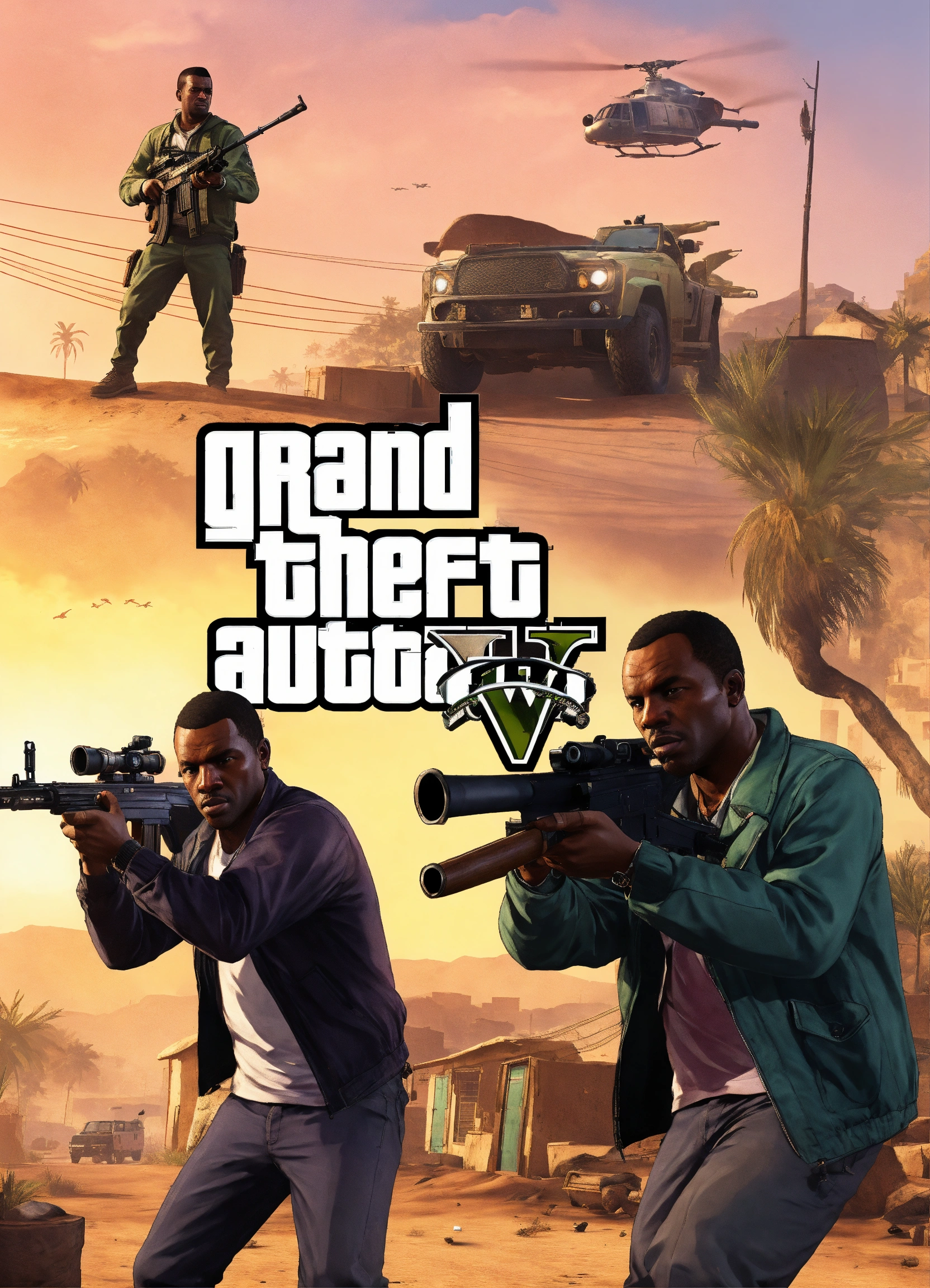 Lexica - GTA V, with the state of Africa behind, fighting around by ...