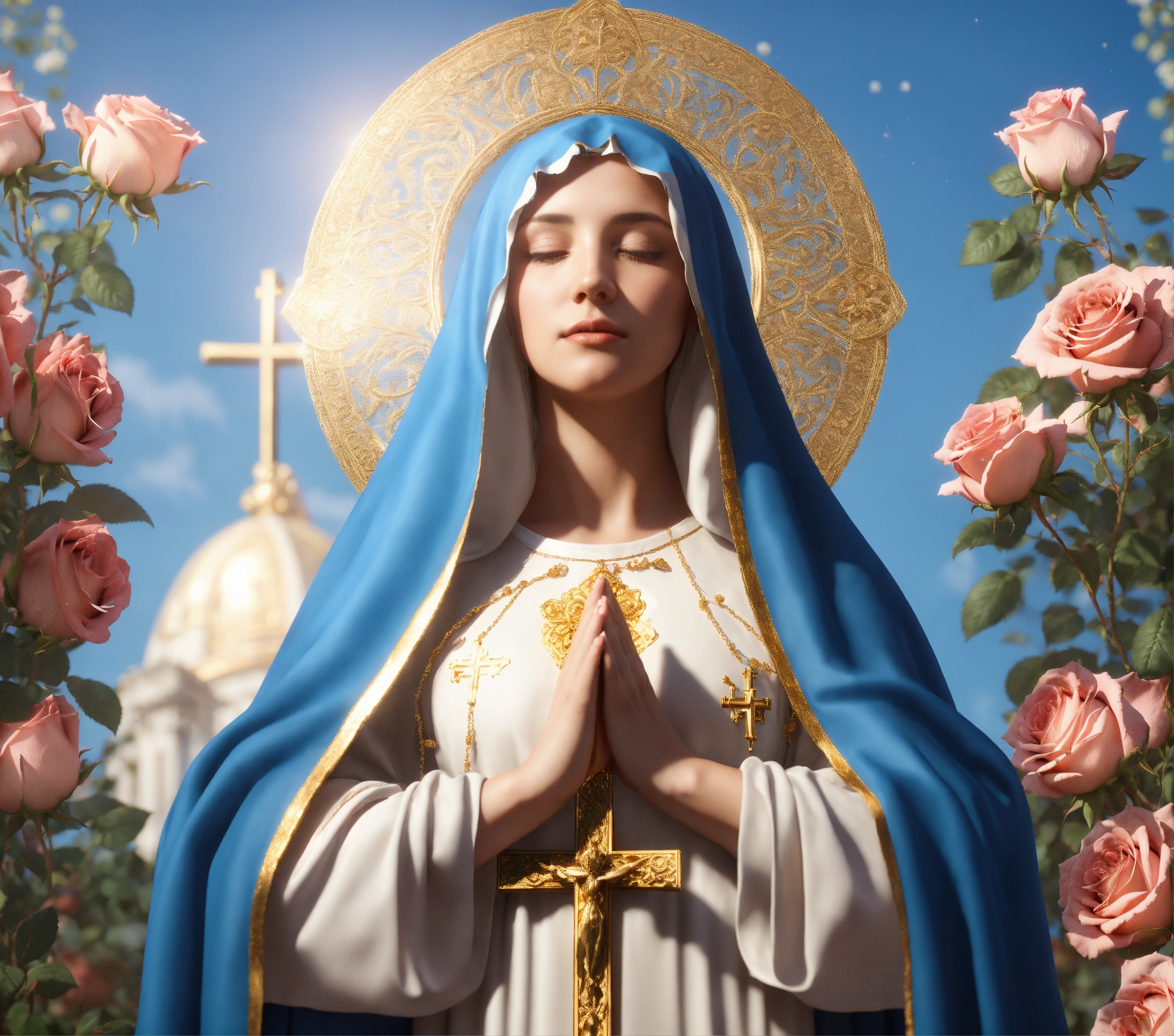Lexica - Unreal engine 8k catholic portrait of the Virgin Mary with ...