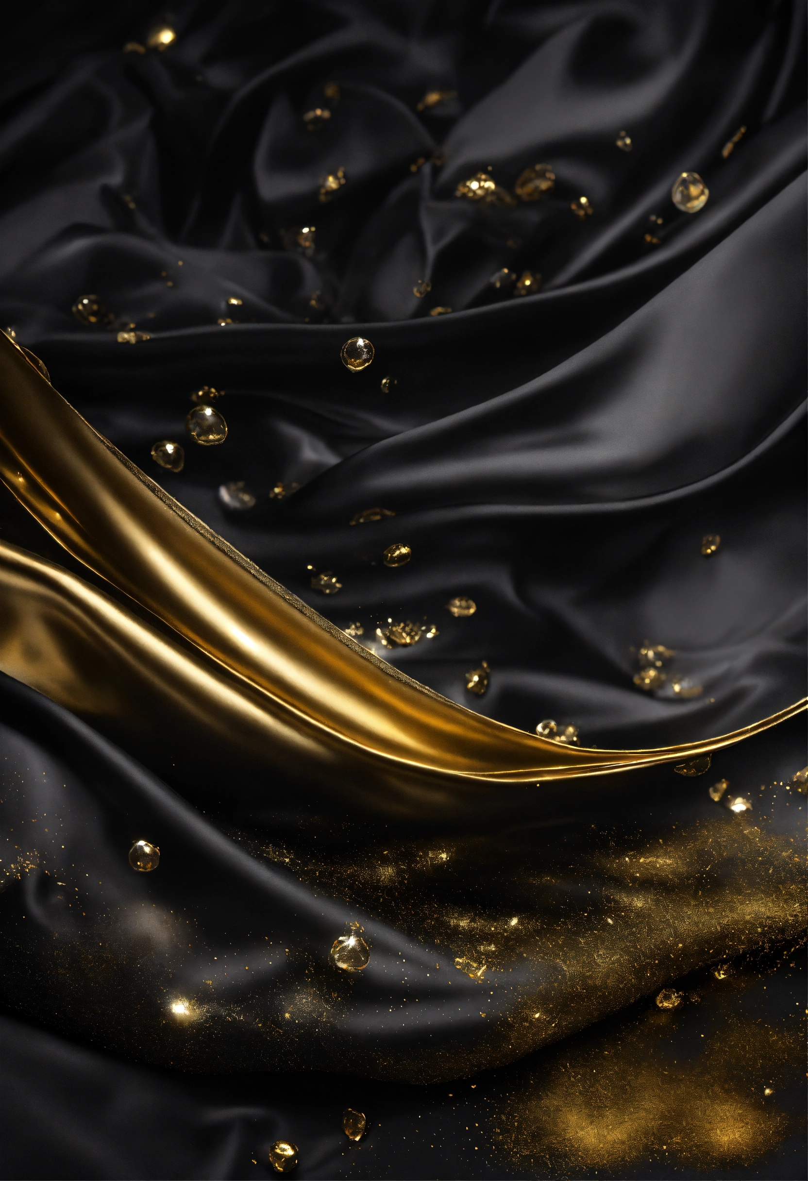 Lexica - Luxury black silk background, minimum ripple, add gold ...