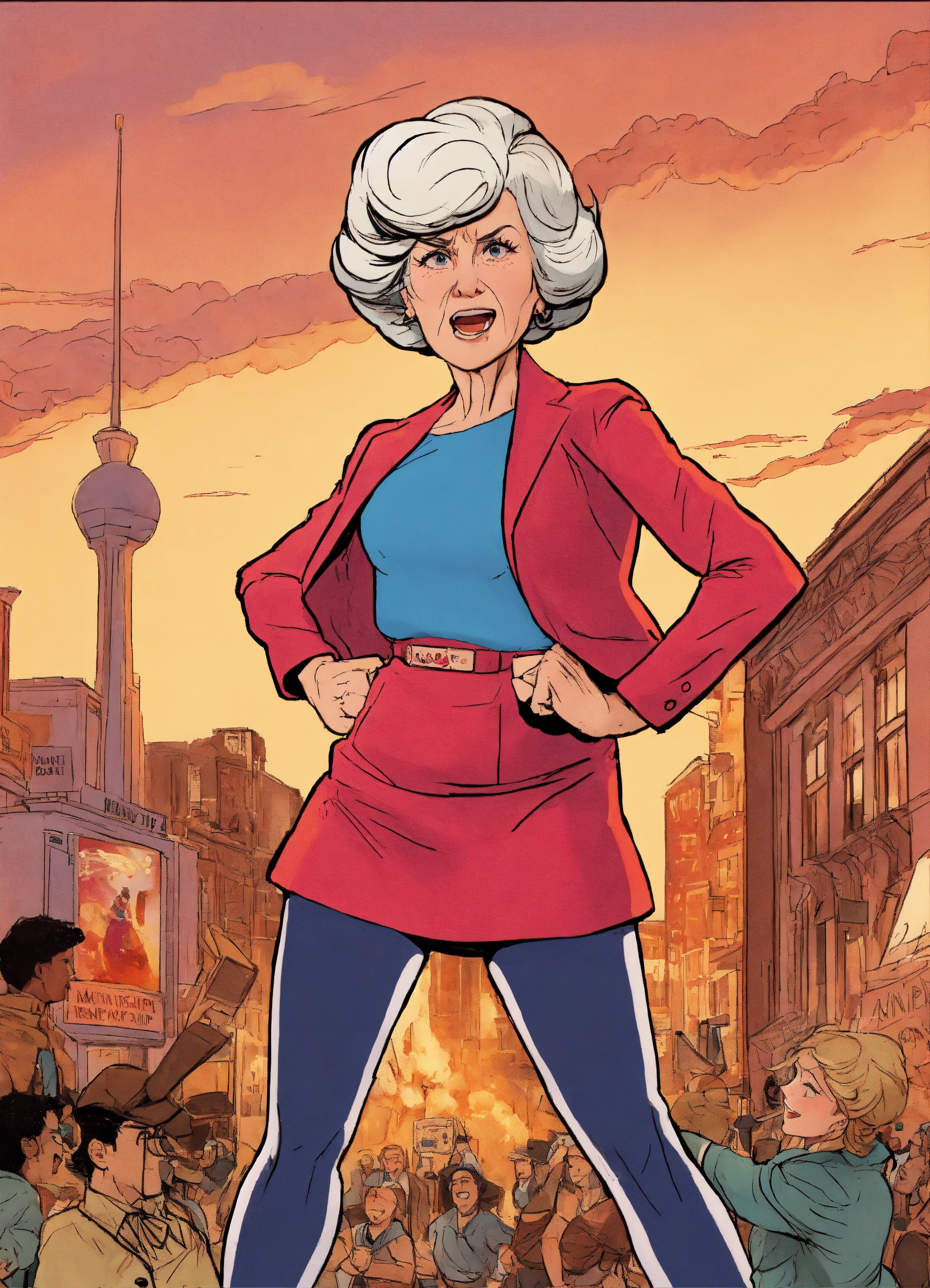Lexica - Television character Maude fists fighting Donald Trump and winning