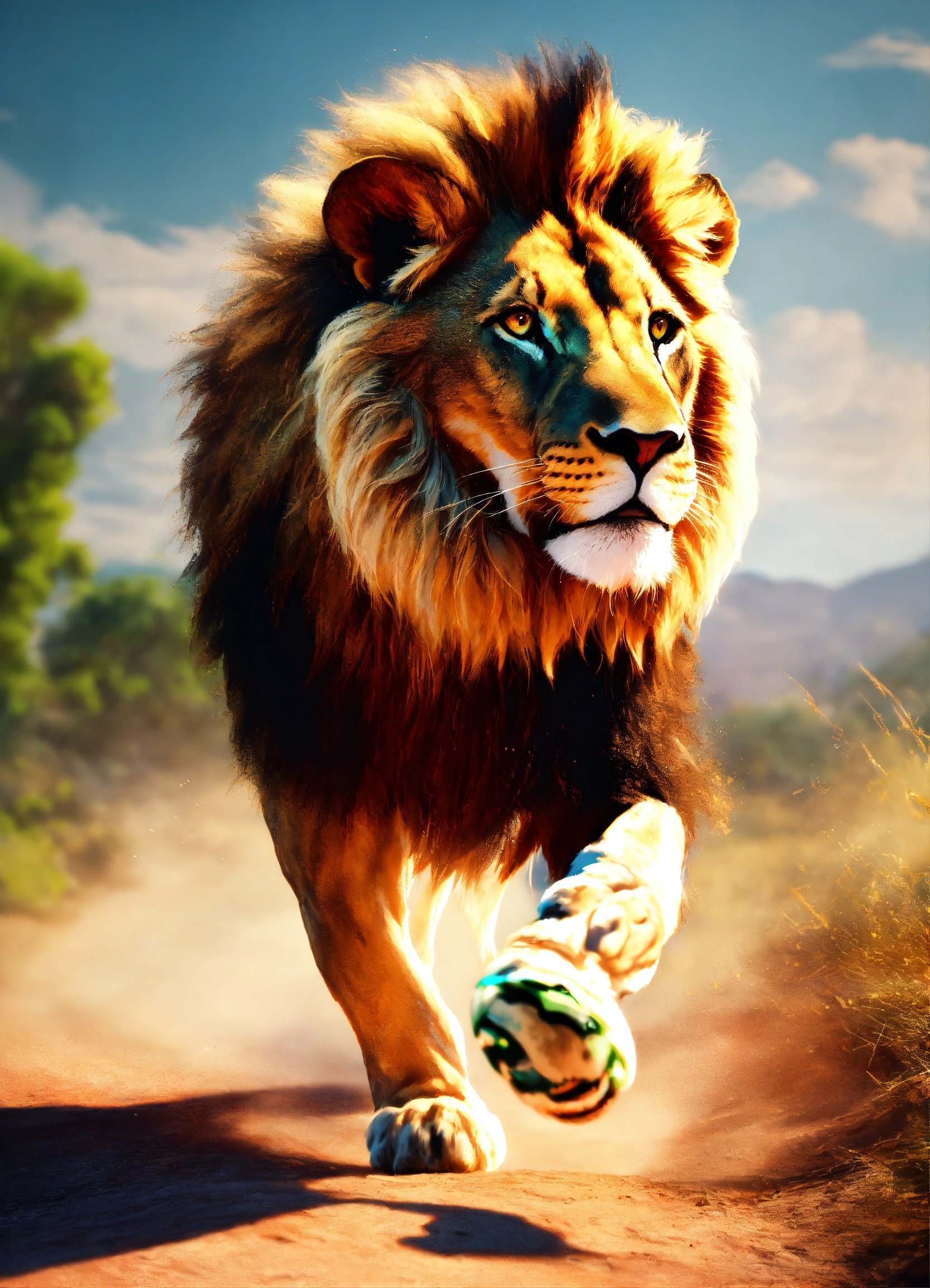 Lexica - 4D photographic image of A lion chases a lamb realistic, vivid ...