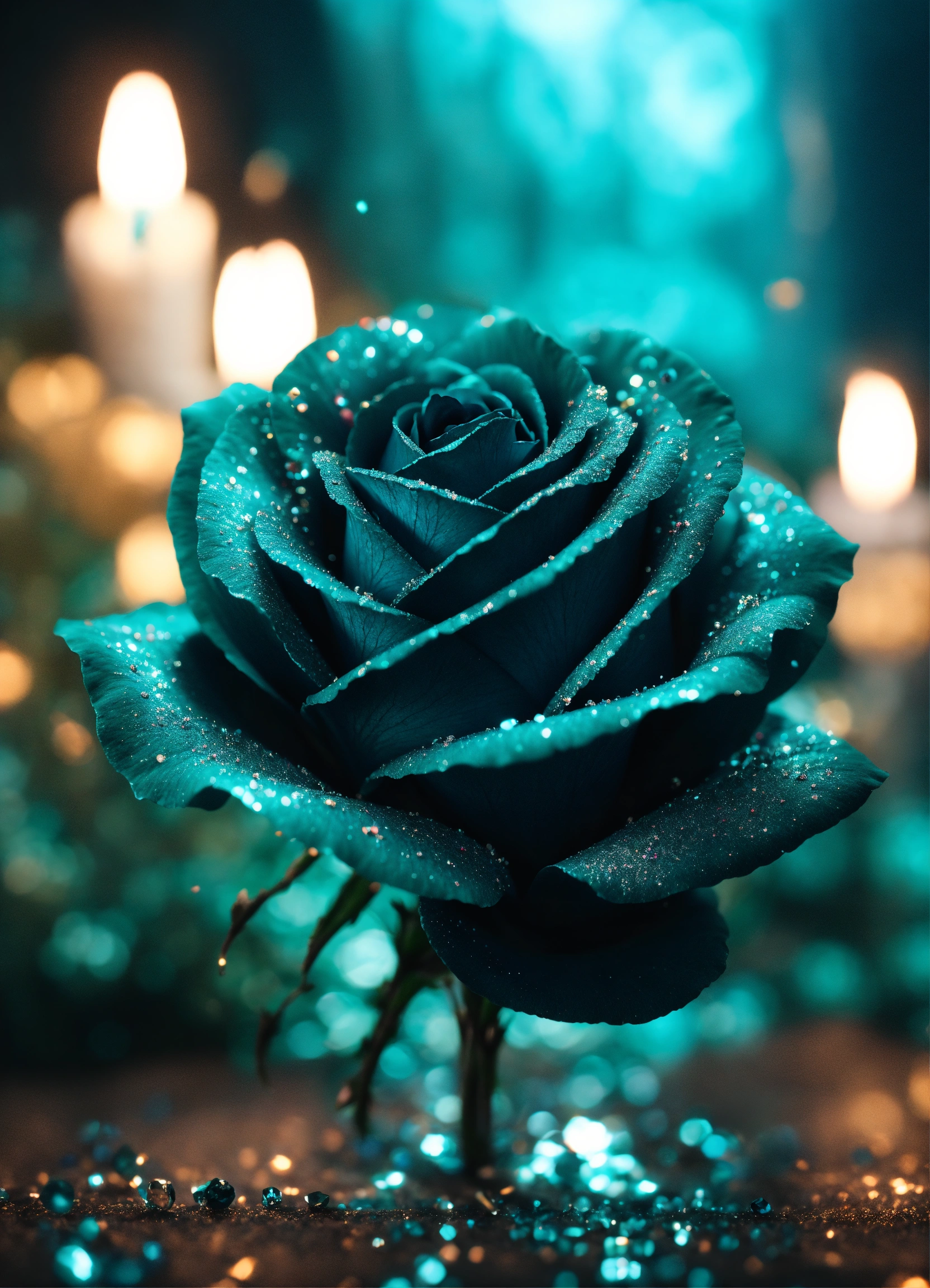 Lexica - Close-up mythical black teal rose wrapped in movement; Texture ...