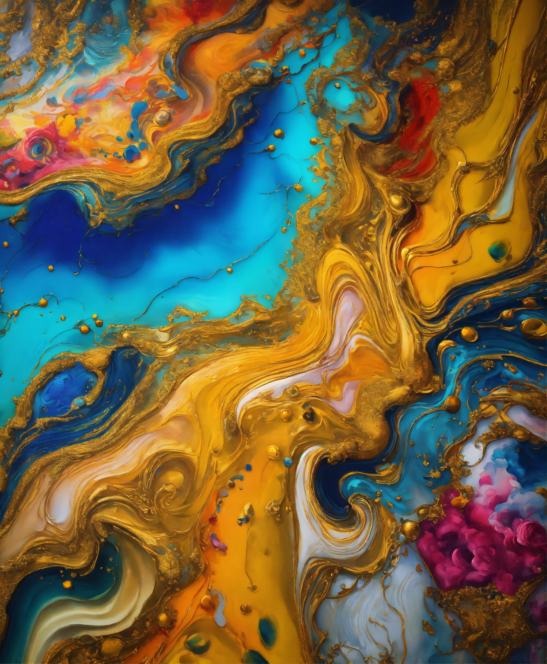 Lexica - Colorful abstract painting oil and water complex complicated ...