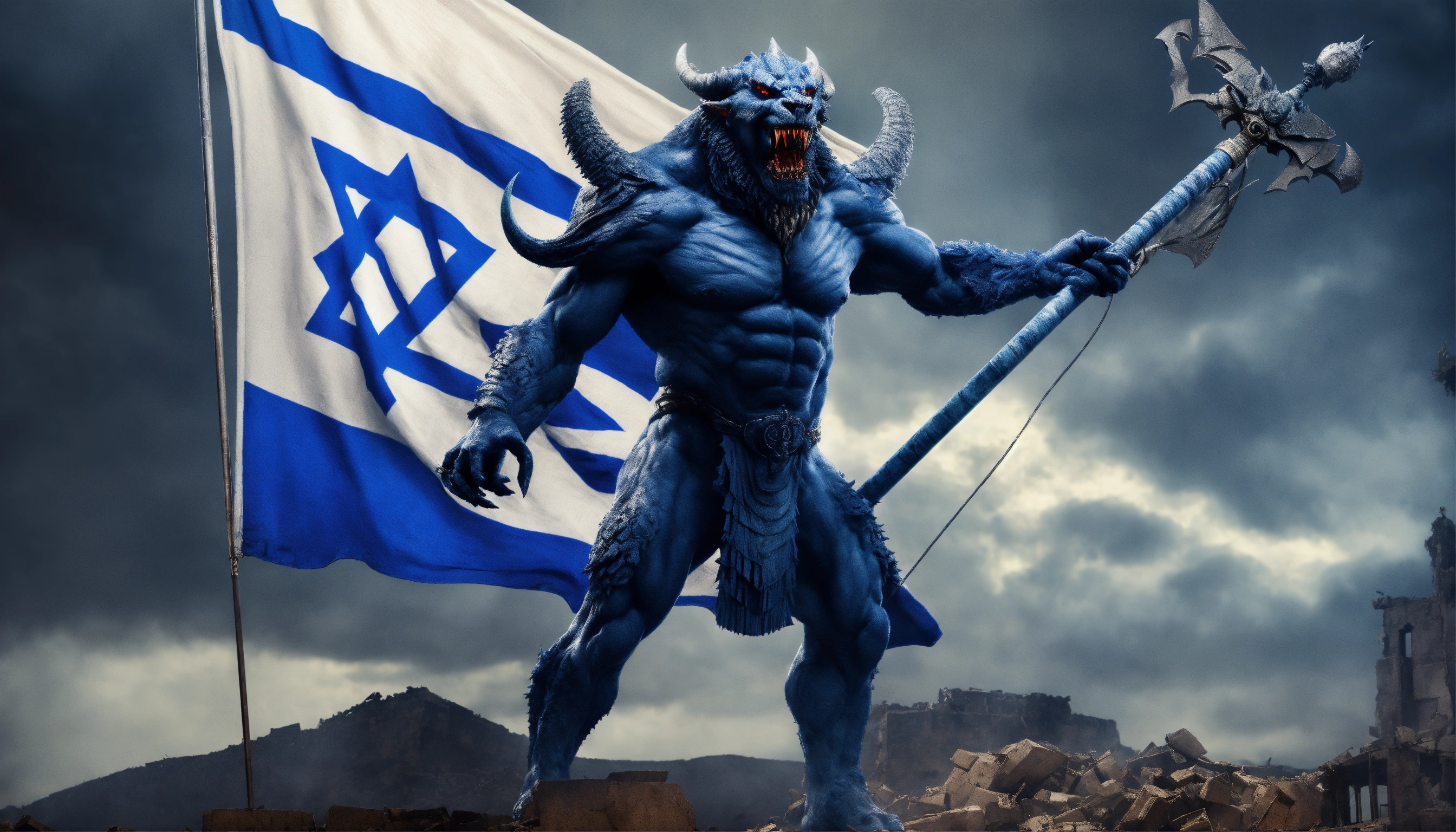 Lexica - Evil demonic Israel demon with an Israeli flag beast with an ...